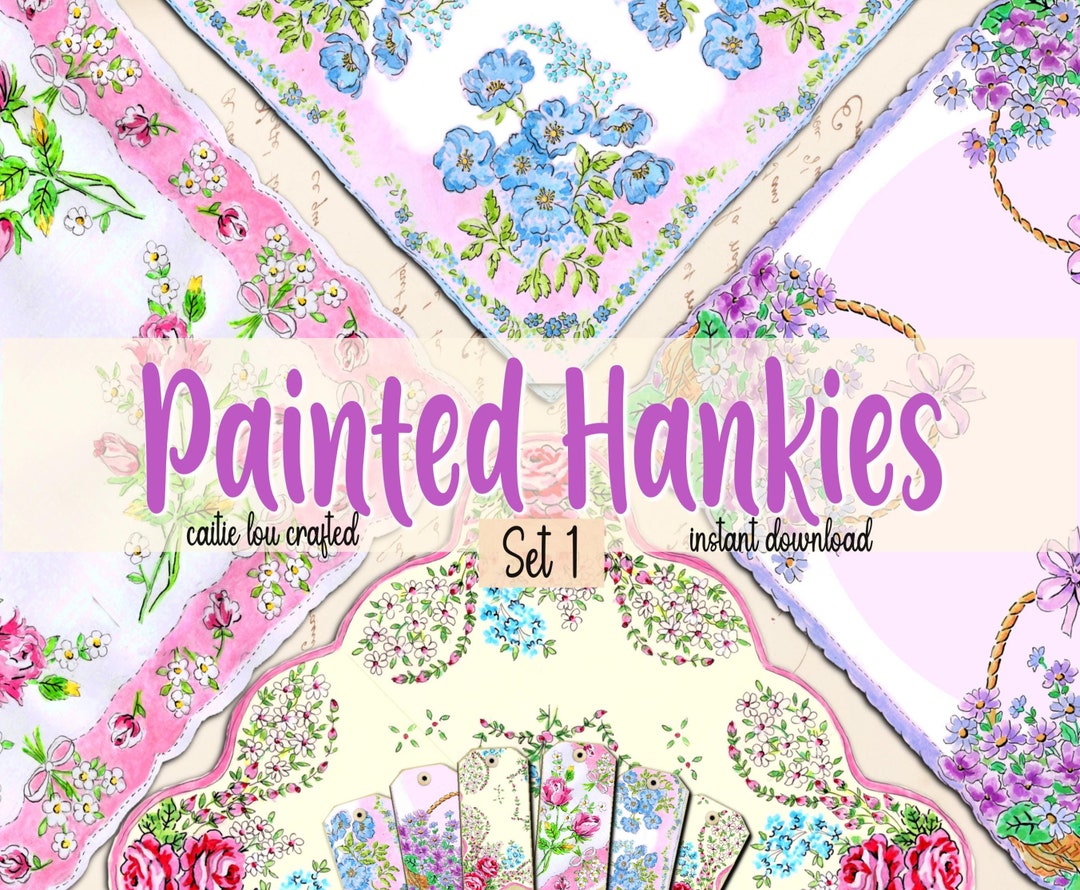 Hand Painted Hankies Set 1. Printable Hanky Designs . Pockets . Tags ...