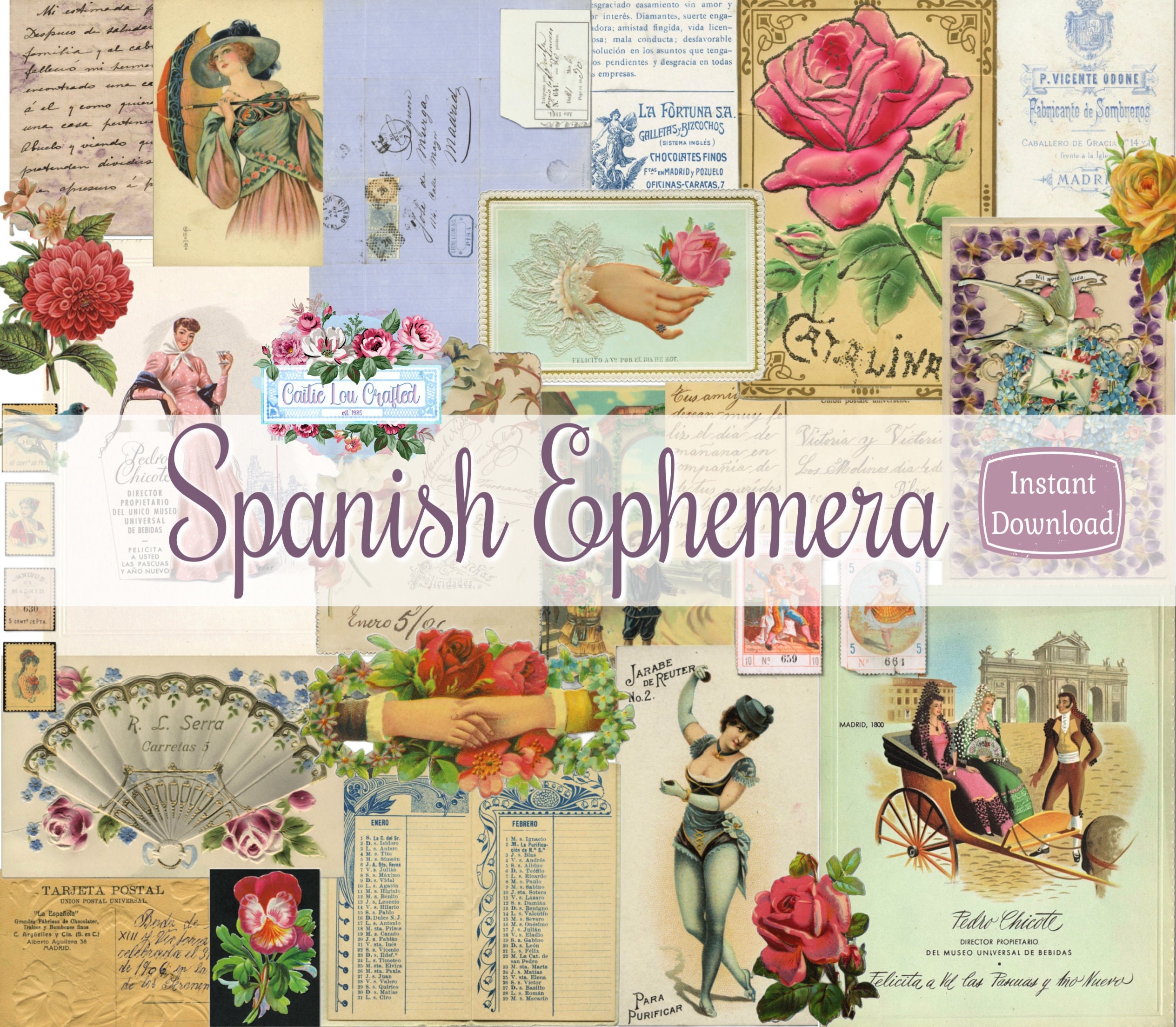 Spanish Ephemera 18 Page Printable Kit instant Download US Letter Size ...