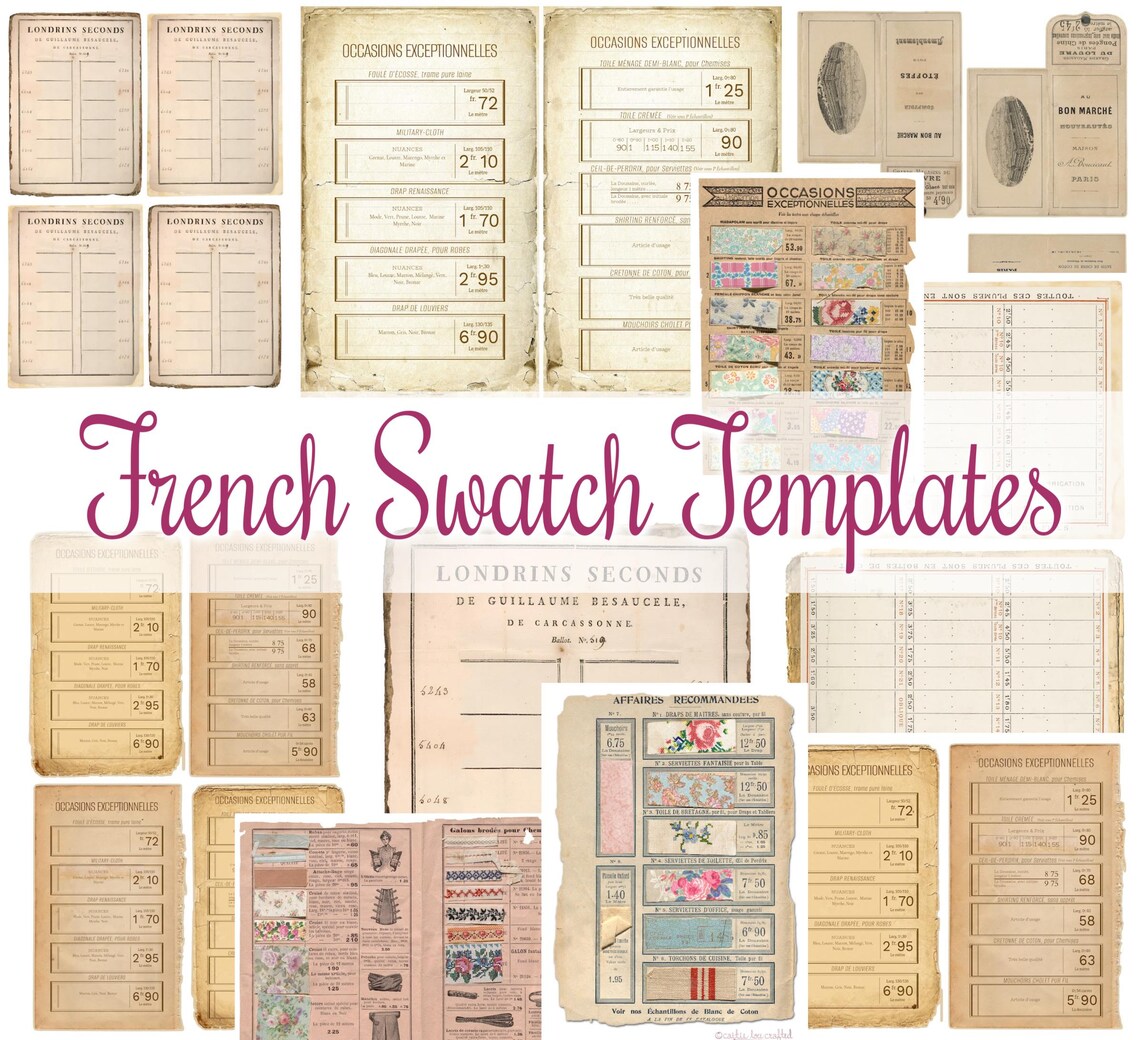 French Swatch Templates: Printable Junk Journal Scrapbook Kit (digital ...