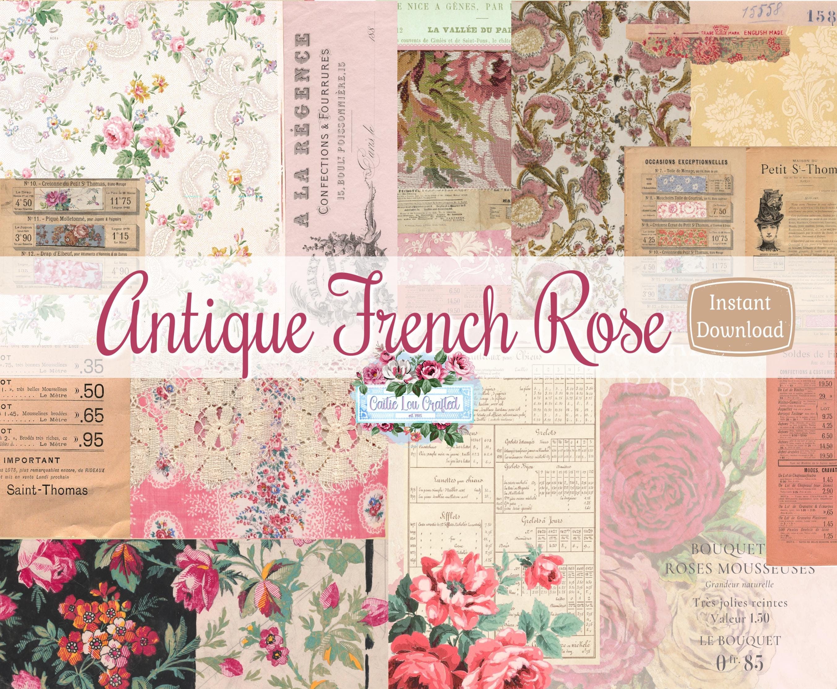 Antique French Rose Digital Nine Page Printable Junk Journal Kit ...