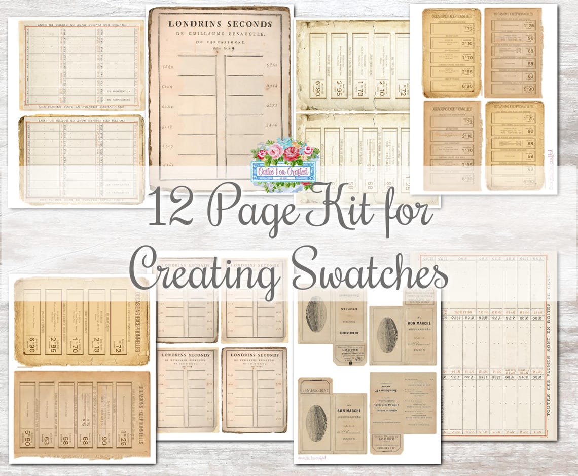 French Swatch Templates: Printable Junk Journal Scrapbook Kit (digital ...