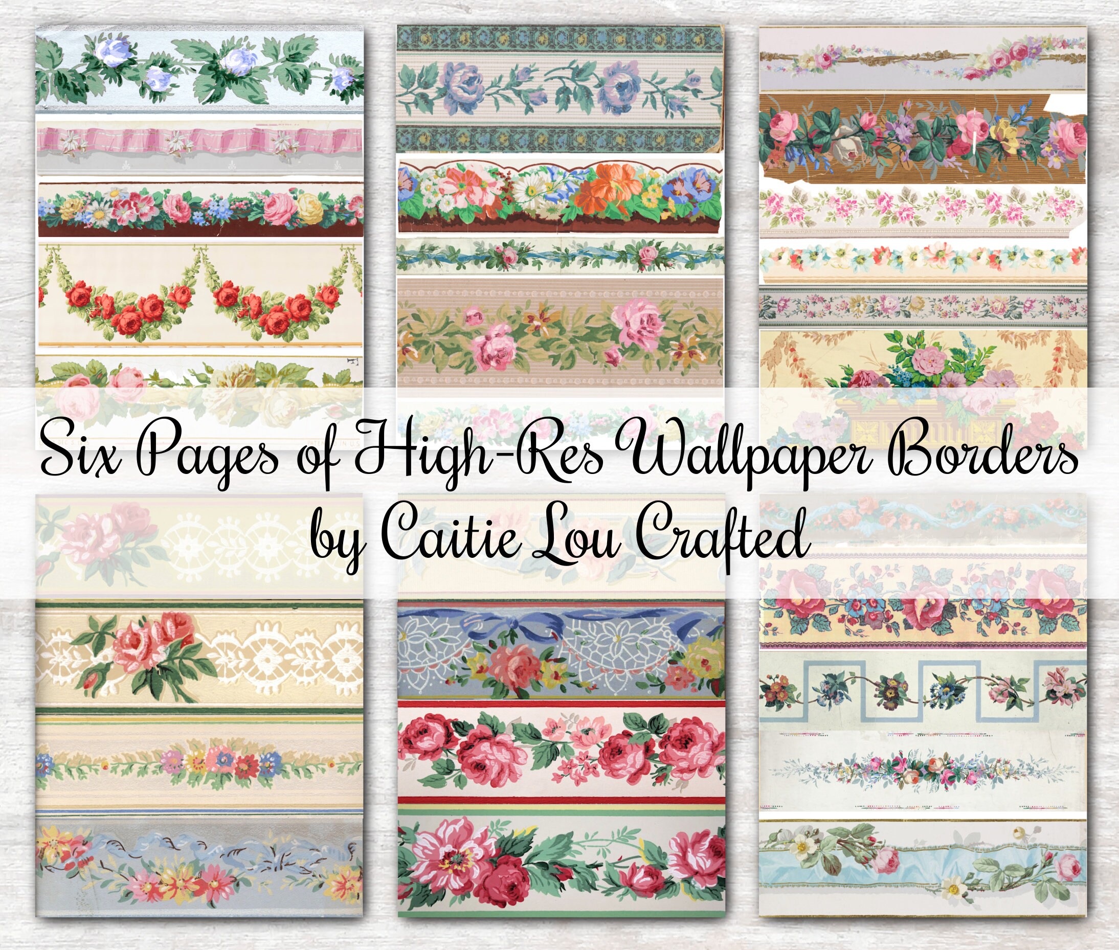 Wallpaper Borders - Six Pages Floral Vintage Printable Junk Journal ...