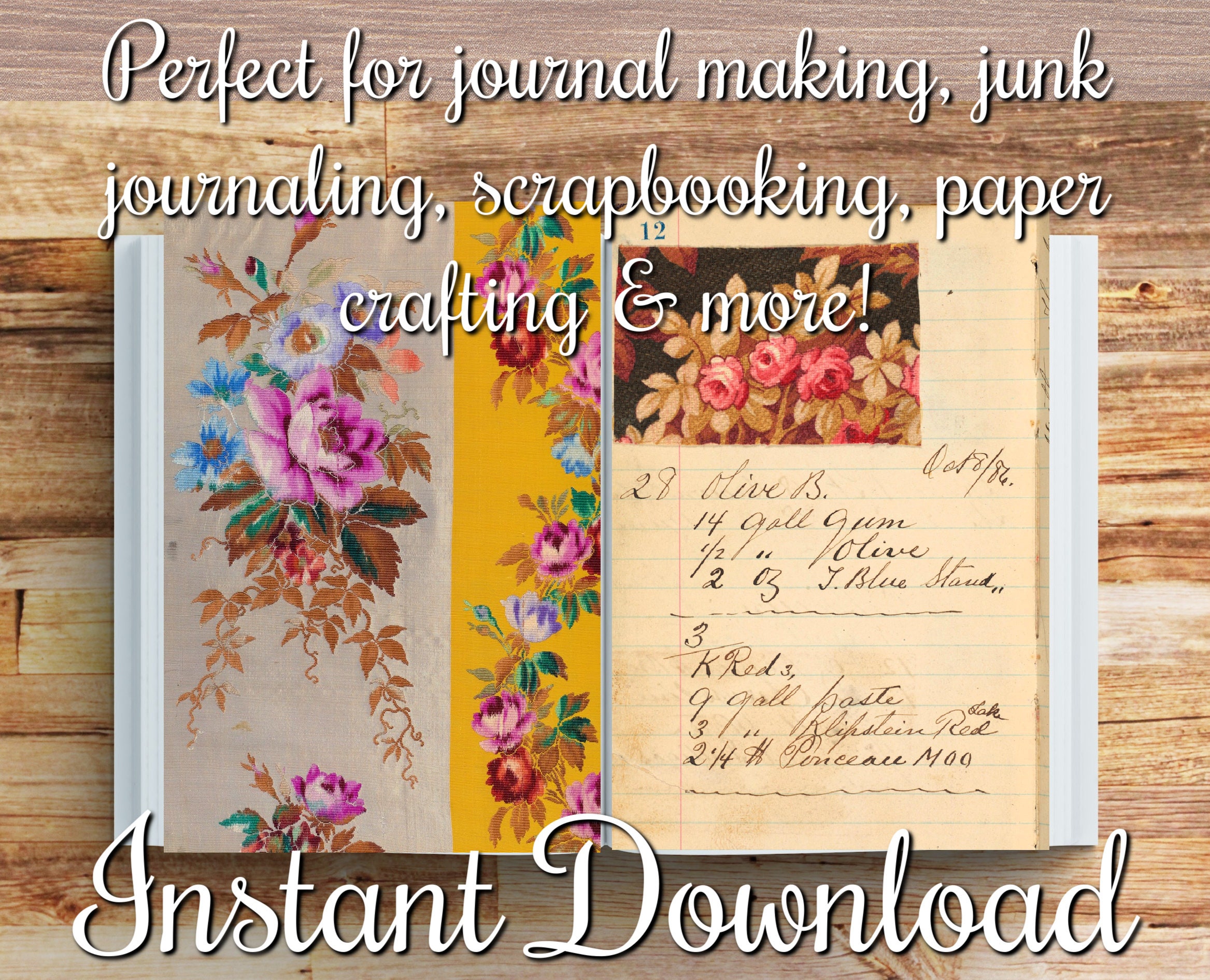 Antique Textile Samples: 18 Page Printable Designer Kit (digital ...