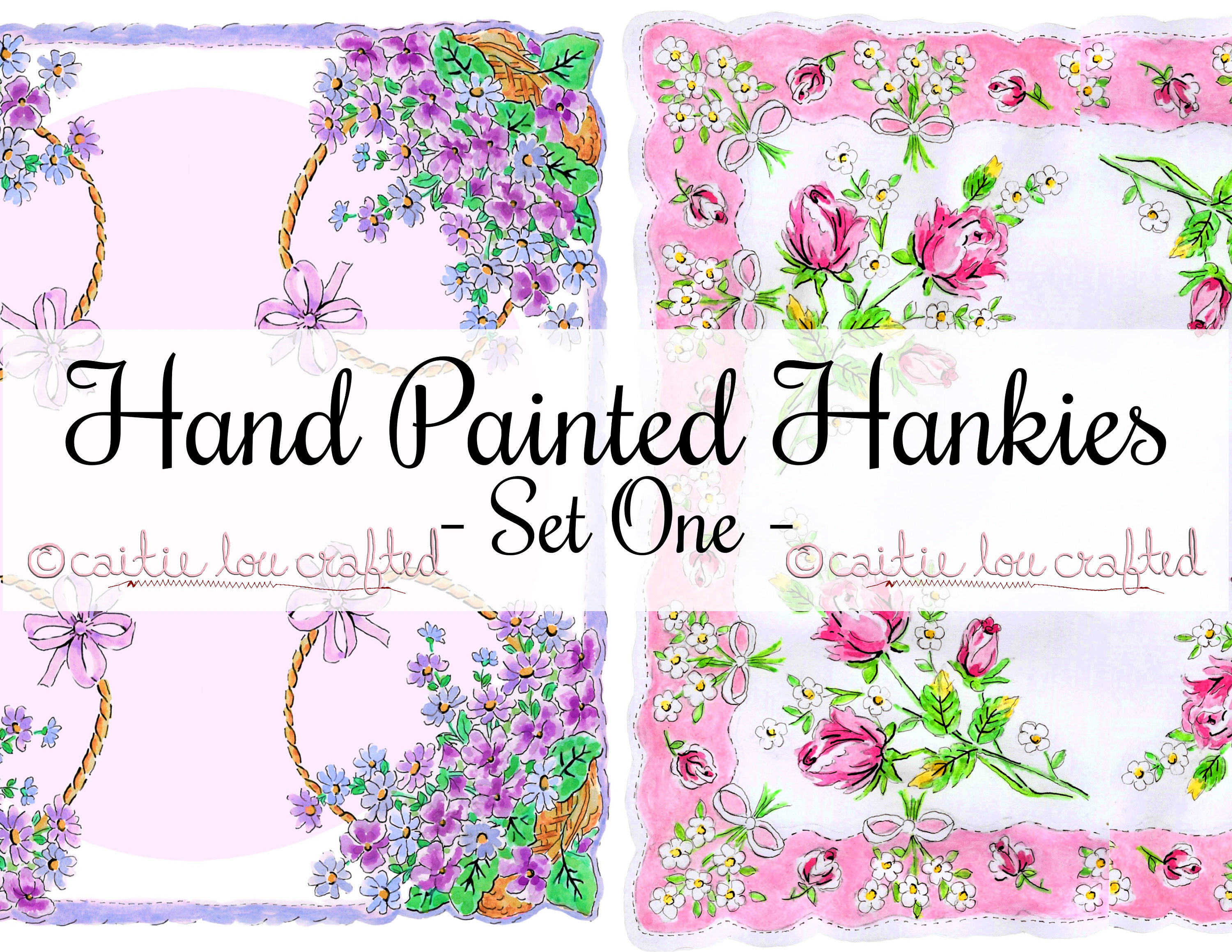 Hand Painted Hankies Set 1. Printable Hanky Designs . Pockets . Tags ...