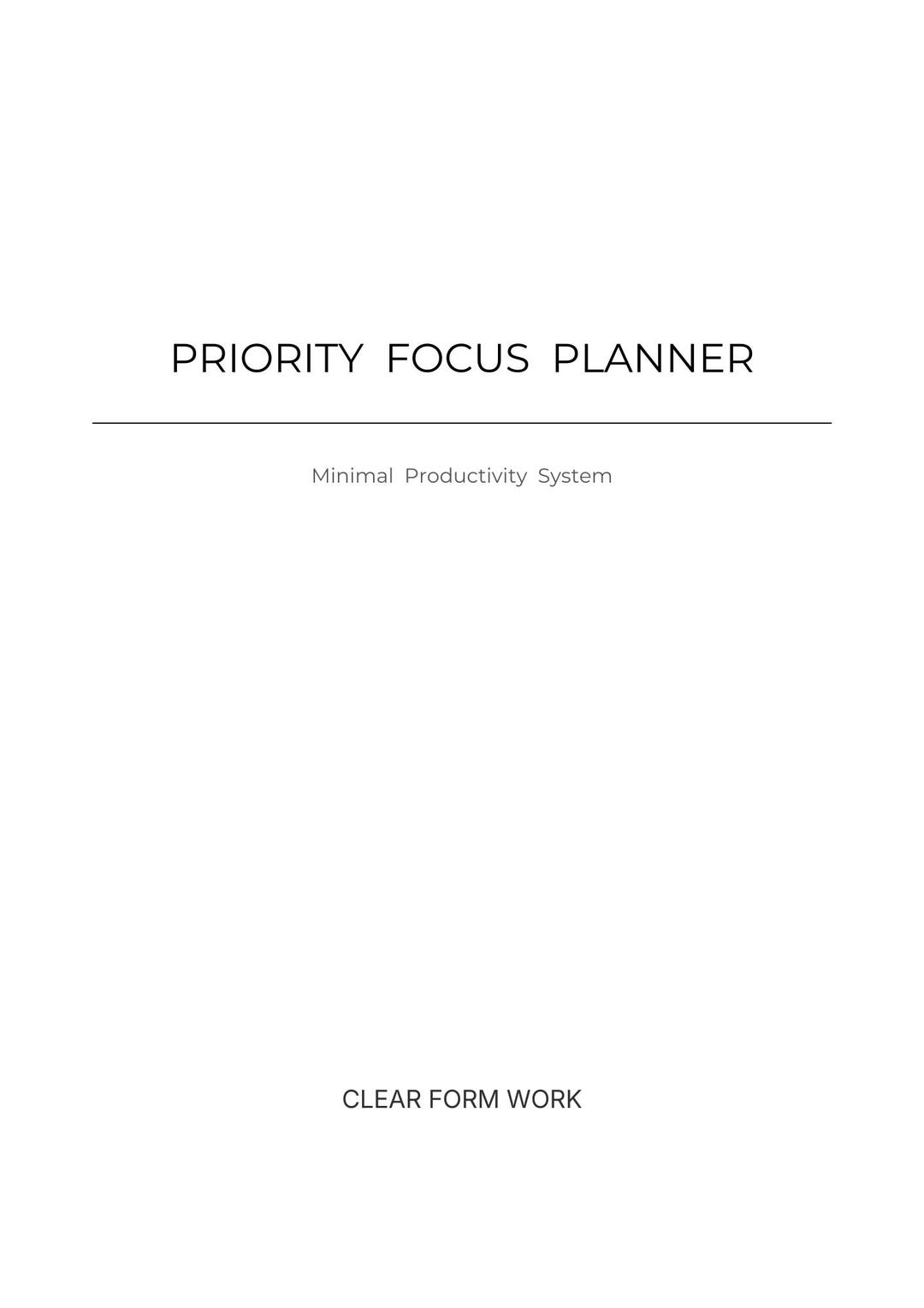 Minimal Productivy Planner Priority Focus Planner Neutral Digital ...