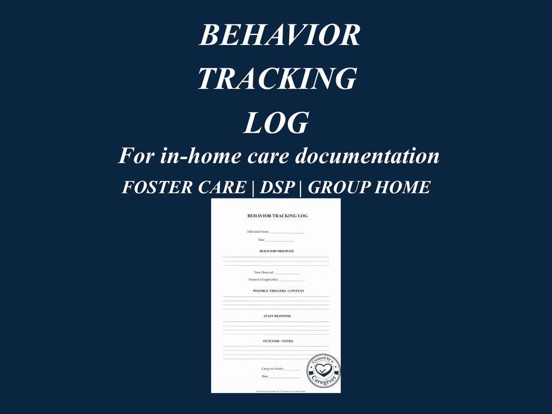 Behavior Tracking Log Printable | Caregiver Behavior Documentation for ...