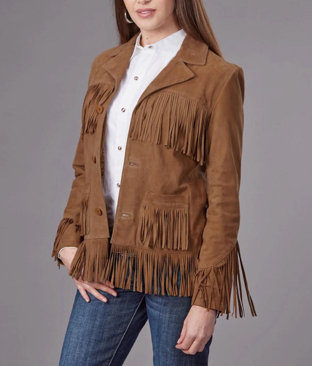Ginger Suede Fringe Jacket | Boho Western Lamb Leather Coat - Etsy