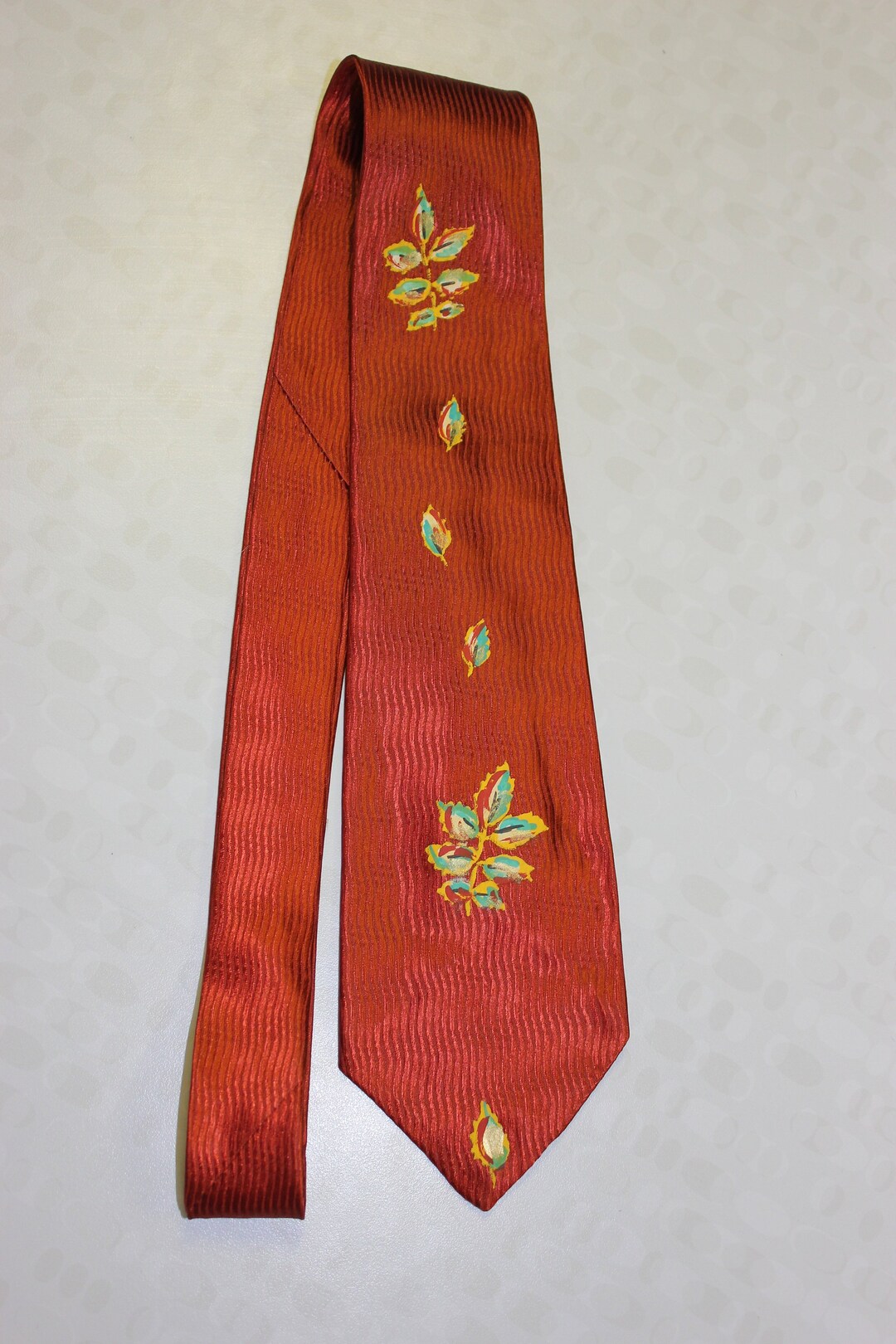 1950s Vintage Bronze Hand Painted Tie W/leaves - Etsy