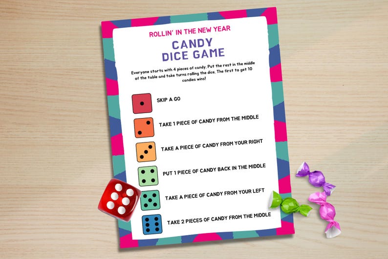 Candy Dice Game Printable | Family Party Game (digital Download) - Etsy