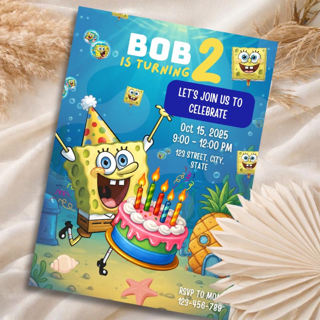 Spongebob Birthday Invitation Template | Under the Sea Sponge Kids ...