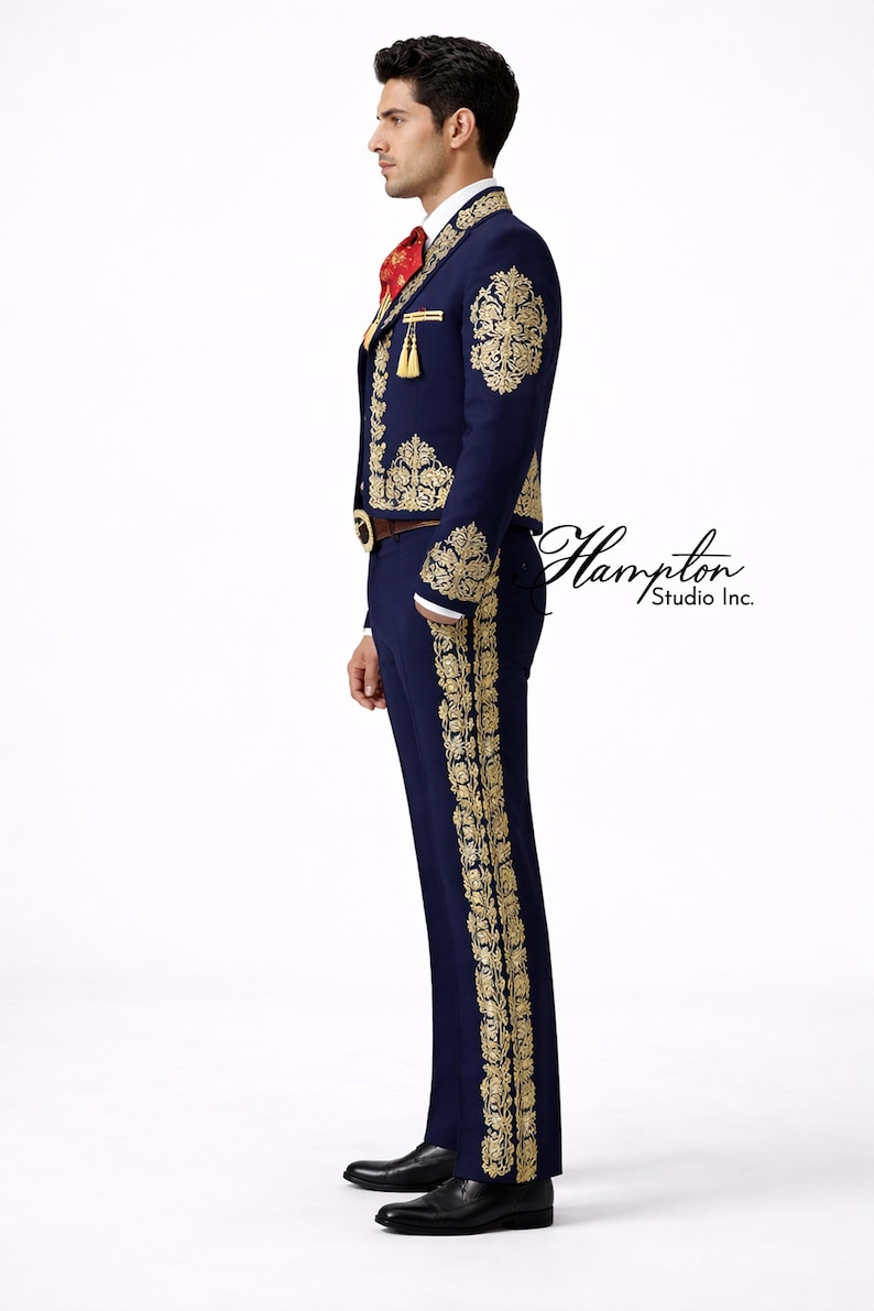 Royal Blue Charro Suit for Men, Mexican Mariachi Suit, Embroidered ...