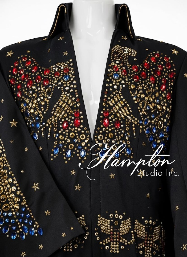 Iconic Black Eagle Jumpsuit & Cape Set - Professional Elvis Tribute ...