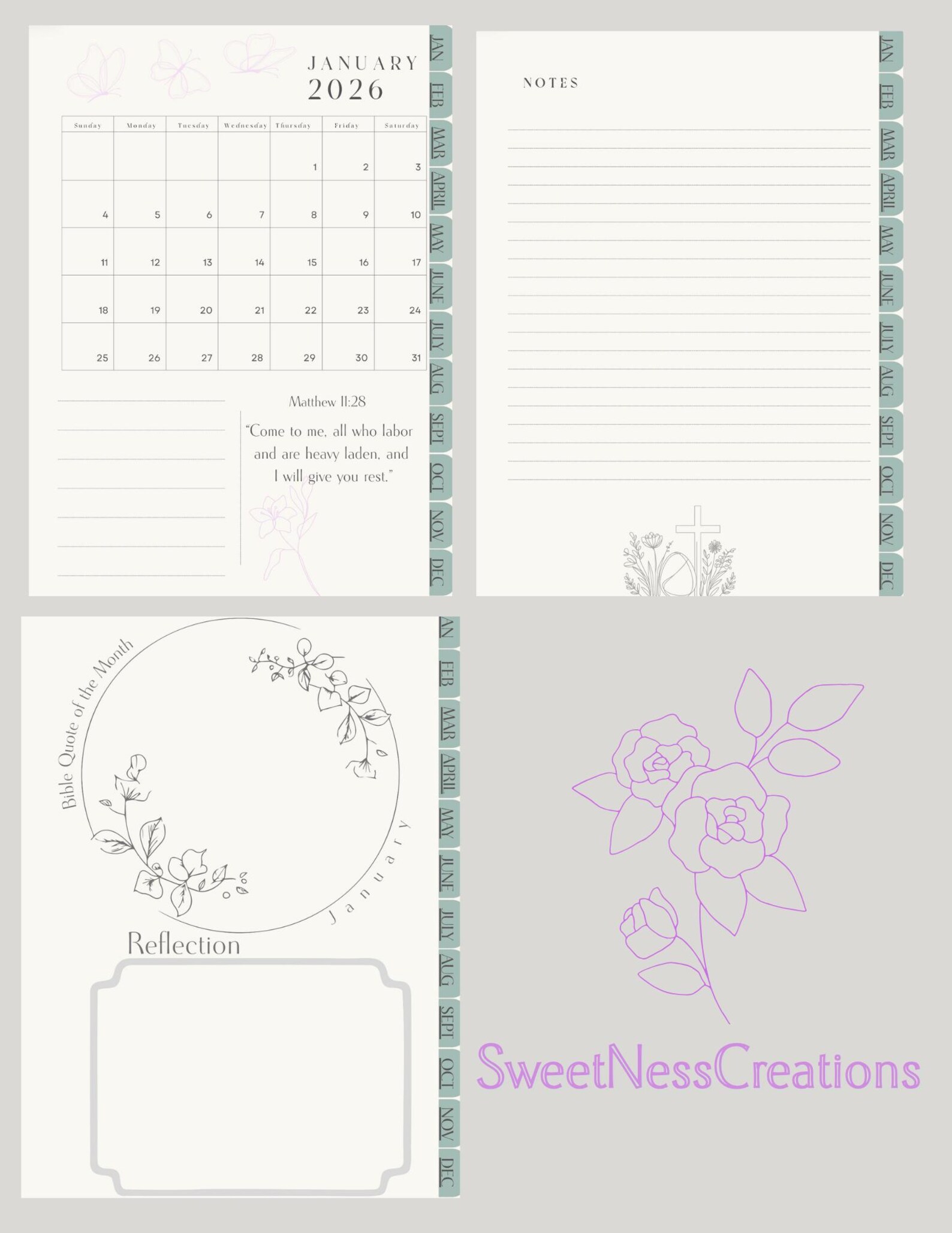 2026 Christian Planner Printable & Digital | Hyperlinked Goodnotes ...