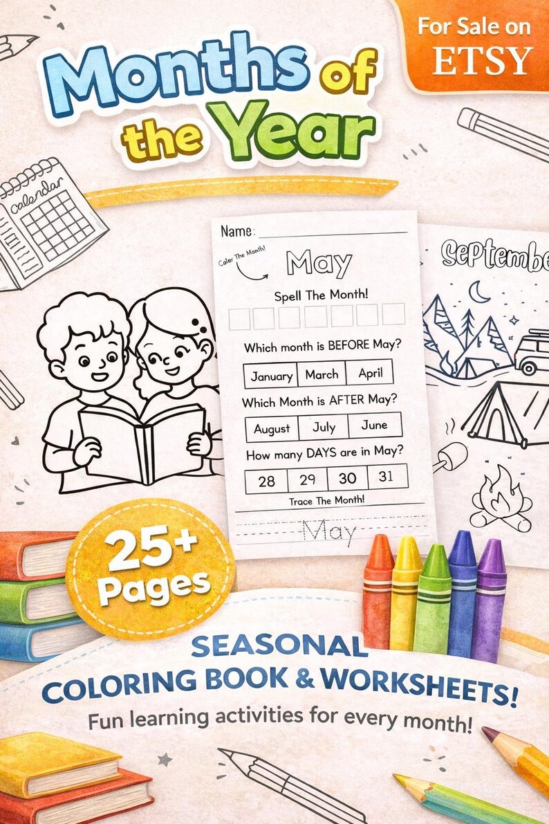 Months of the Year Worksheets for Kids | Printable Coloring Book ...