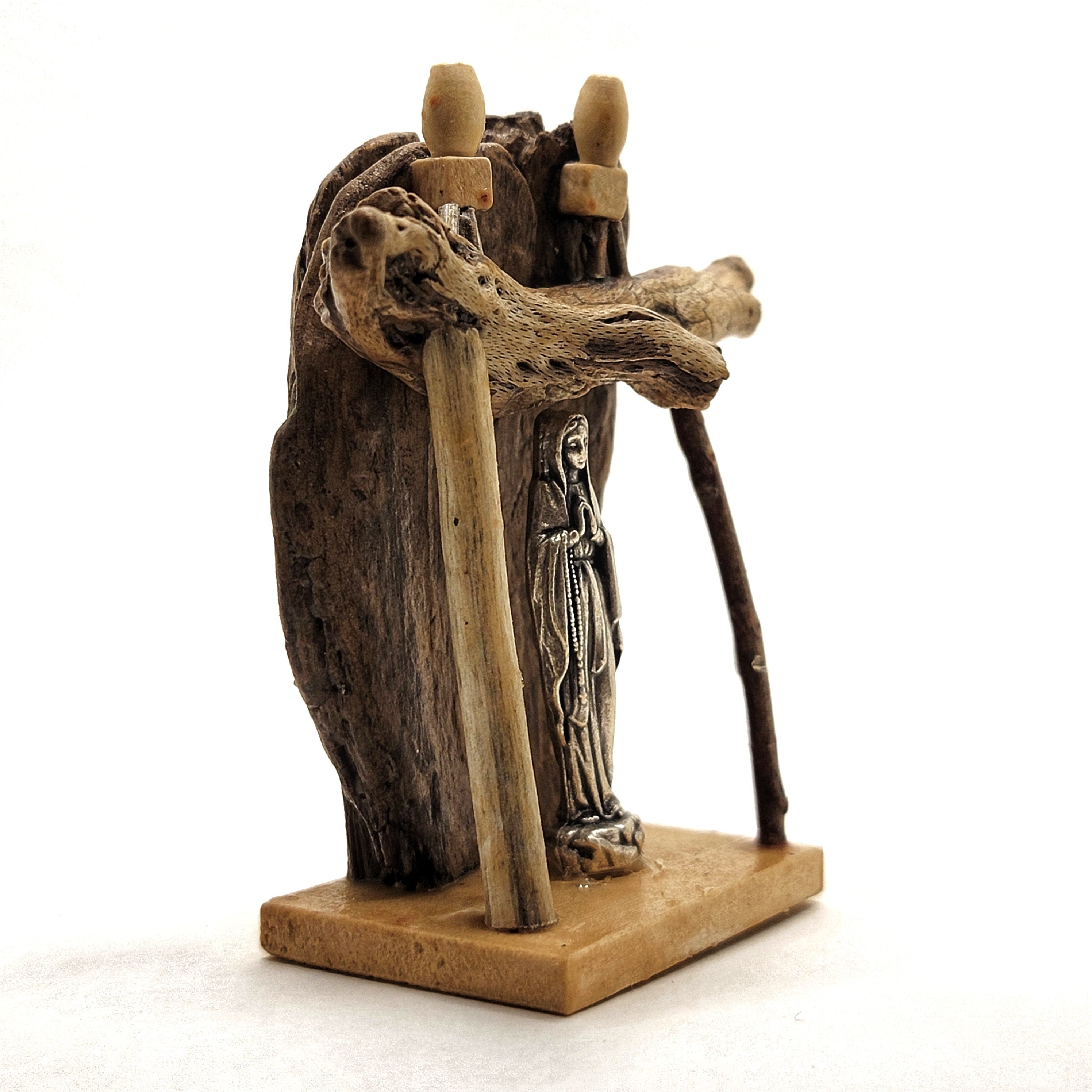 Mini Driftwood Shrine With Saint Mother Mary Pocket Statue - Etsy