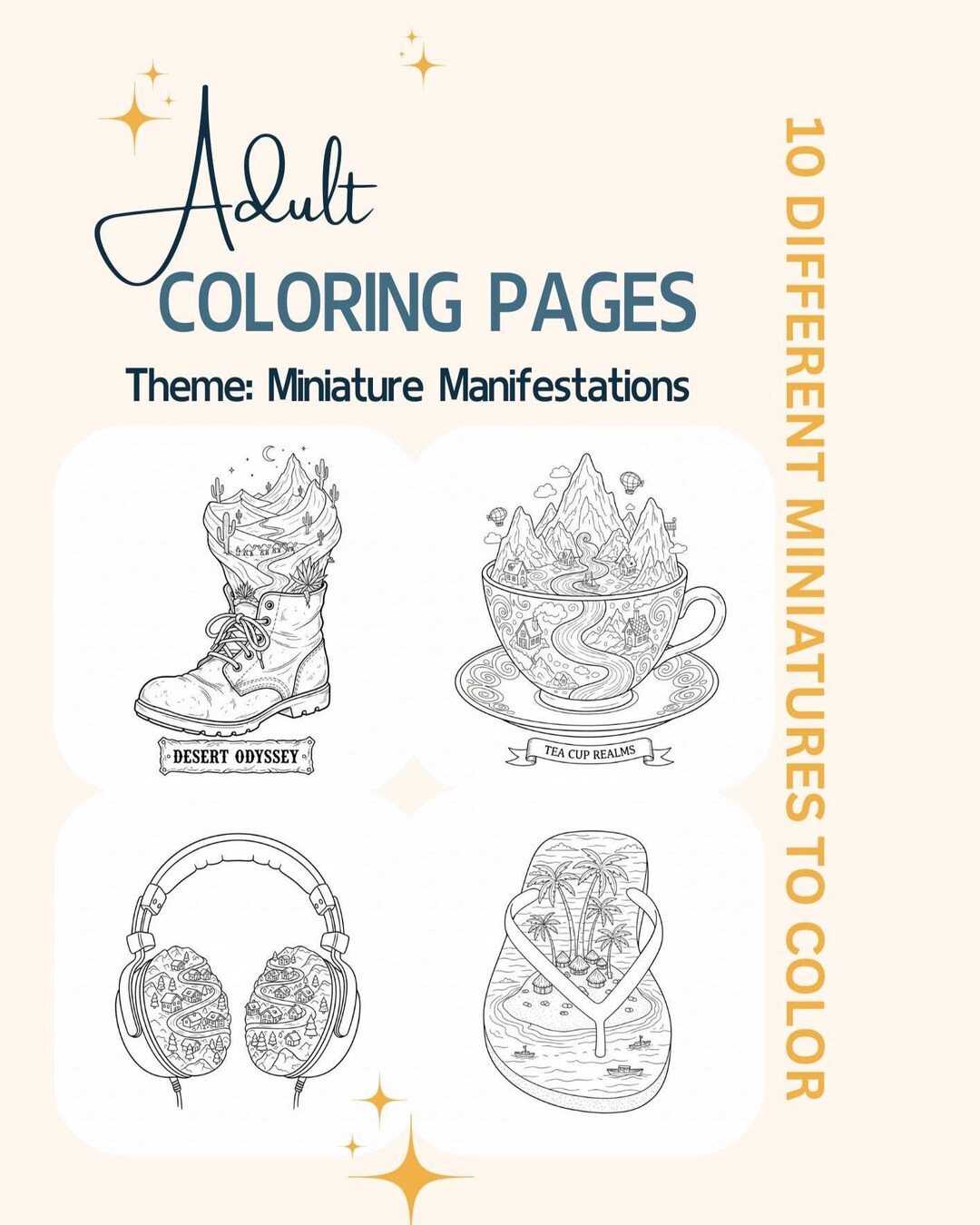 Miniature Manifestations Themed Coloring Pages for Teens and Adult (10 ...