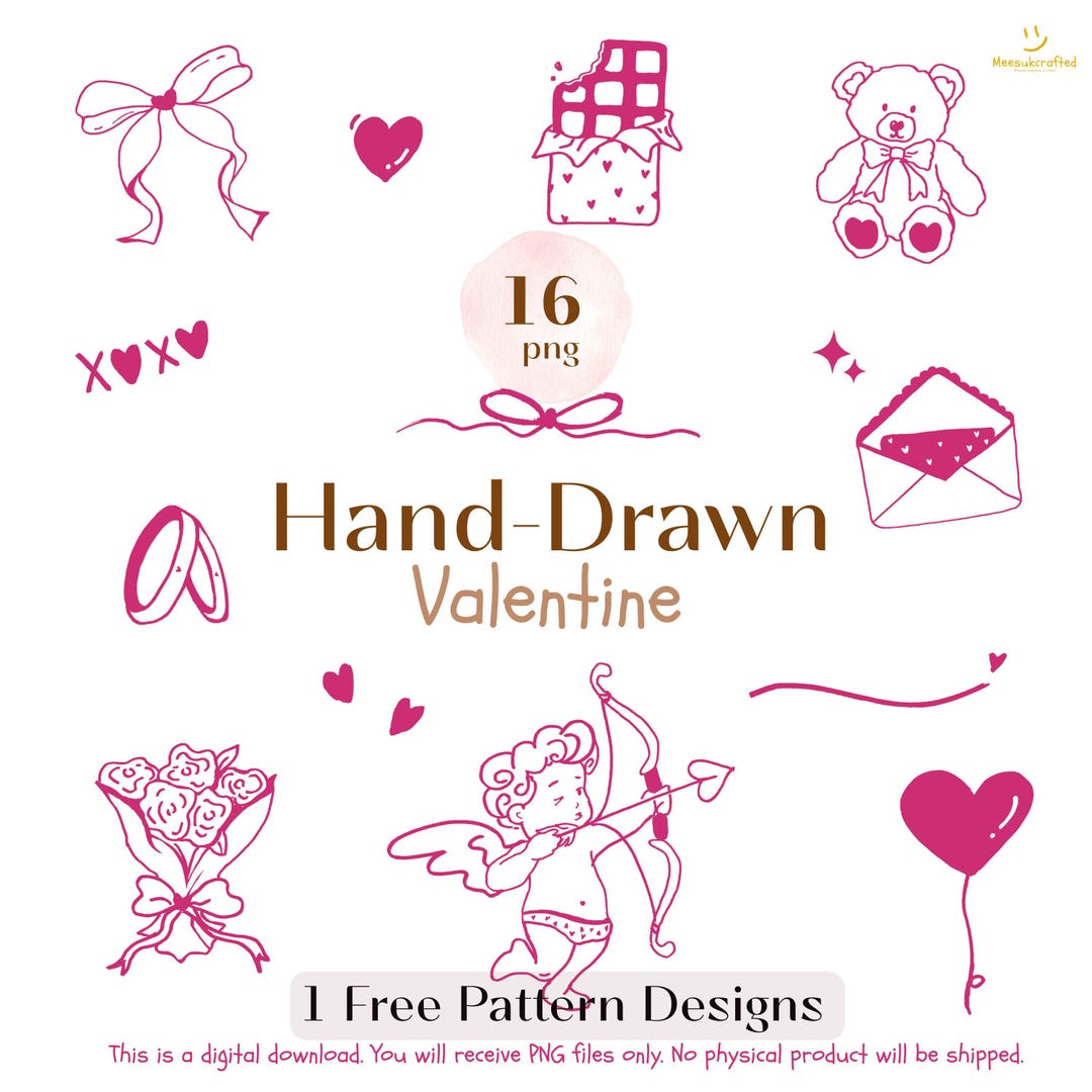 Valentine PNG, Line Art, Hand Drawn Love Doodles, Cupid Line Art ...