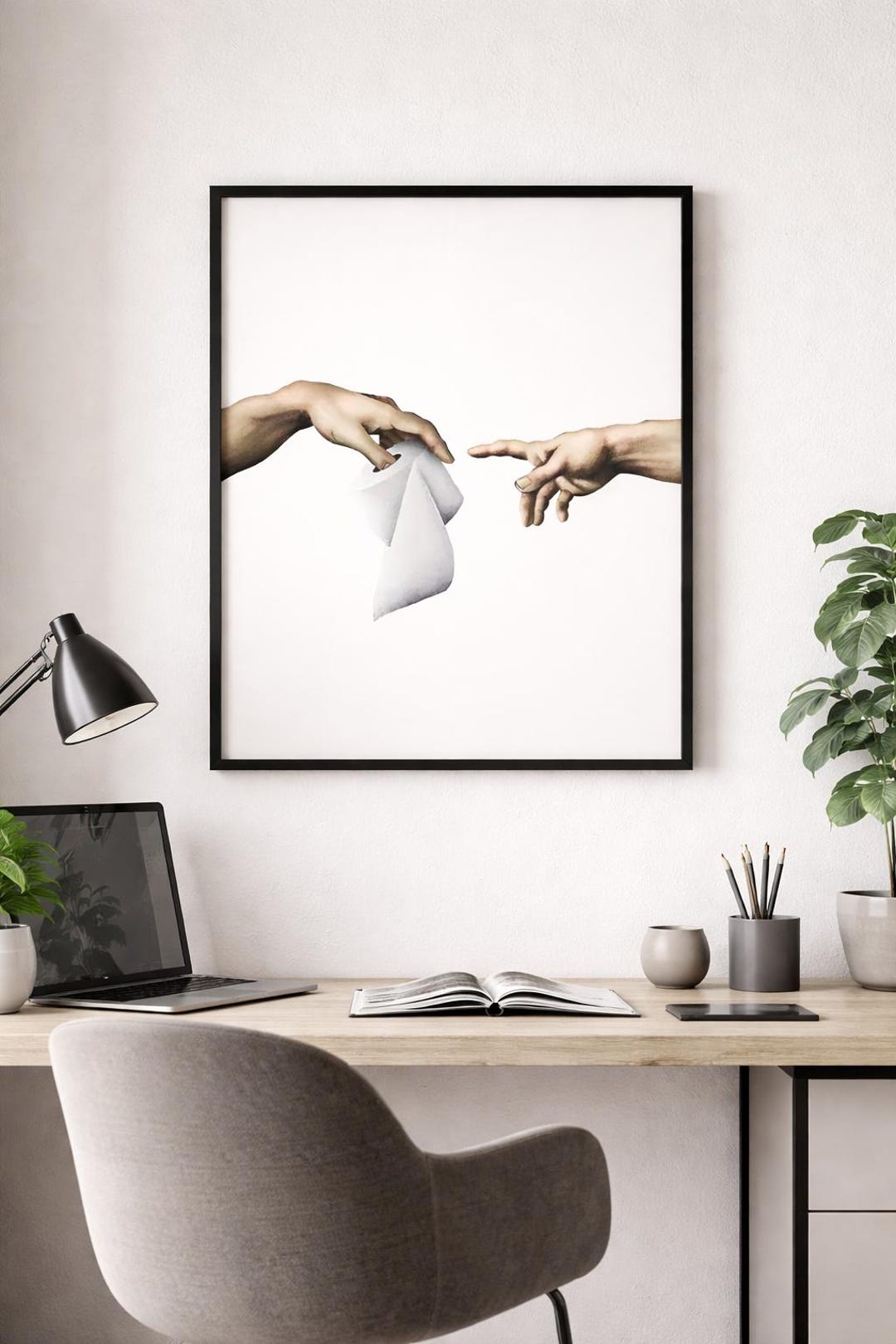 Printable Wall Art | Minimalist Creation of Adam | Modern Bedroom ...