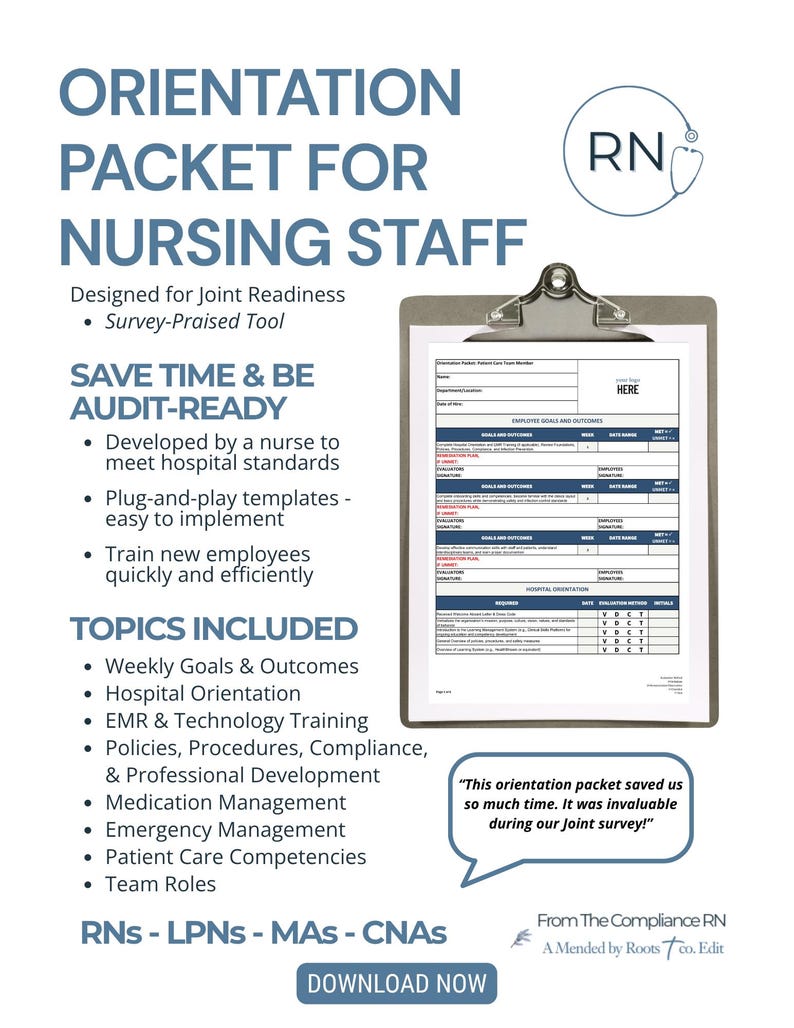 Nurse Orientation Packet | Editable Digital Onboarding Template ...