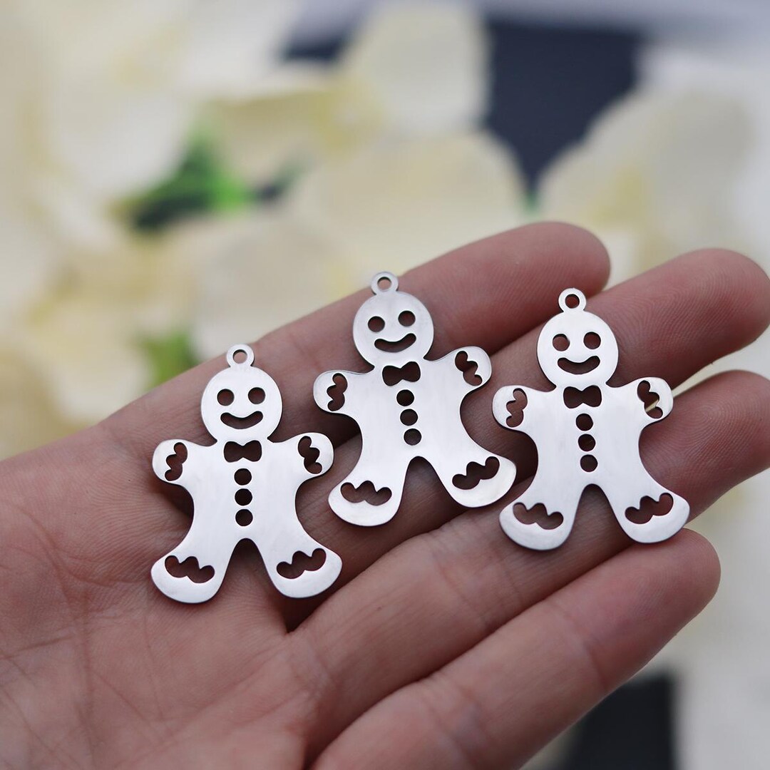 Stainless Steel Gingerbread Man Charm, DIY Jewelry Making (1.33X0.94 ...