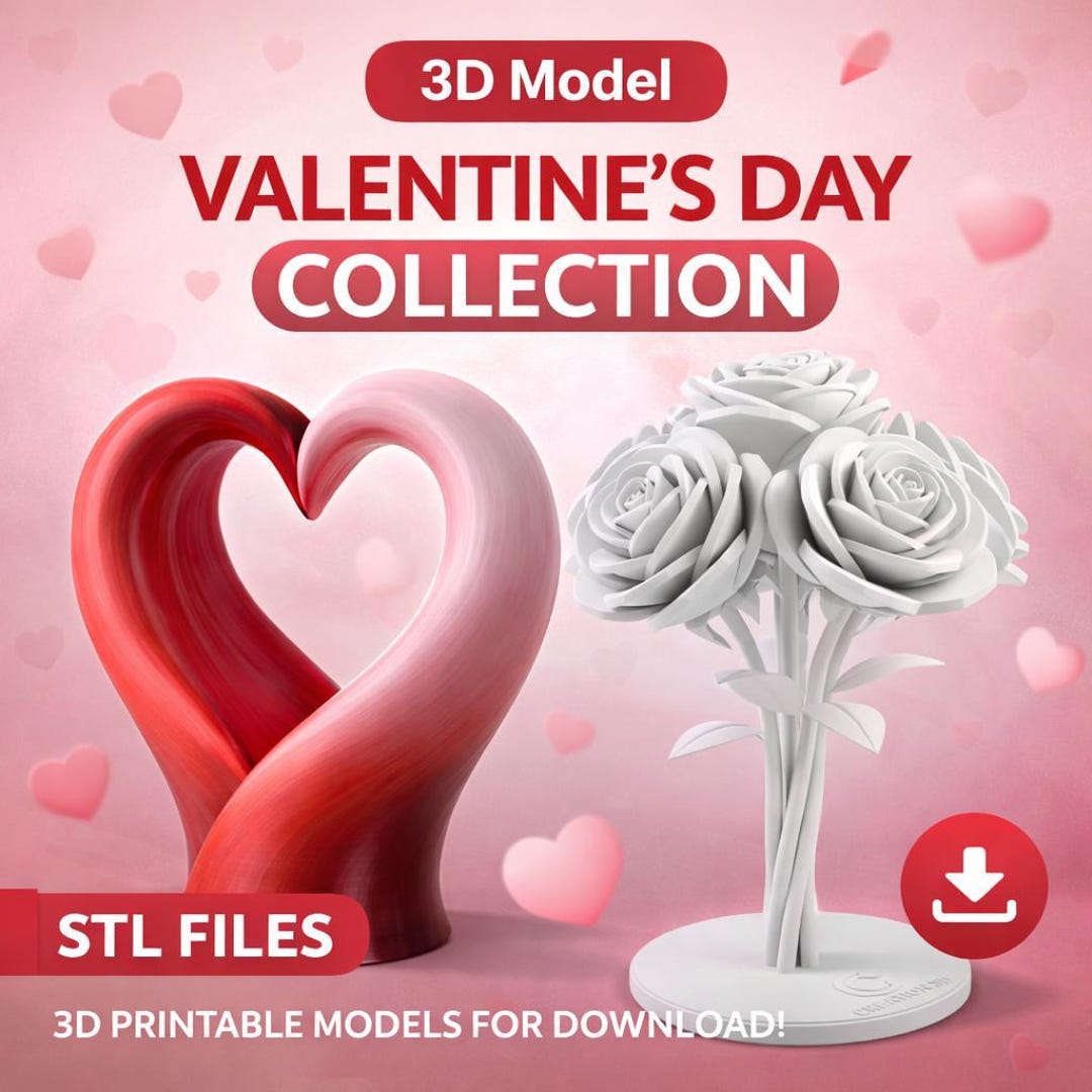 Valentine’s Day STL Decor Set | Cute 3D Print Models | Gift & Decor ...