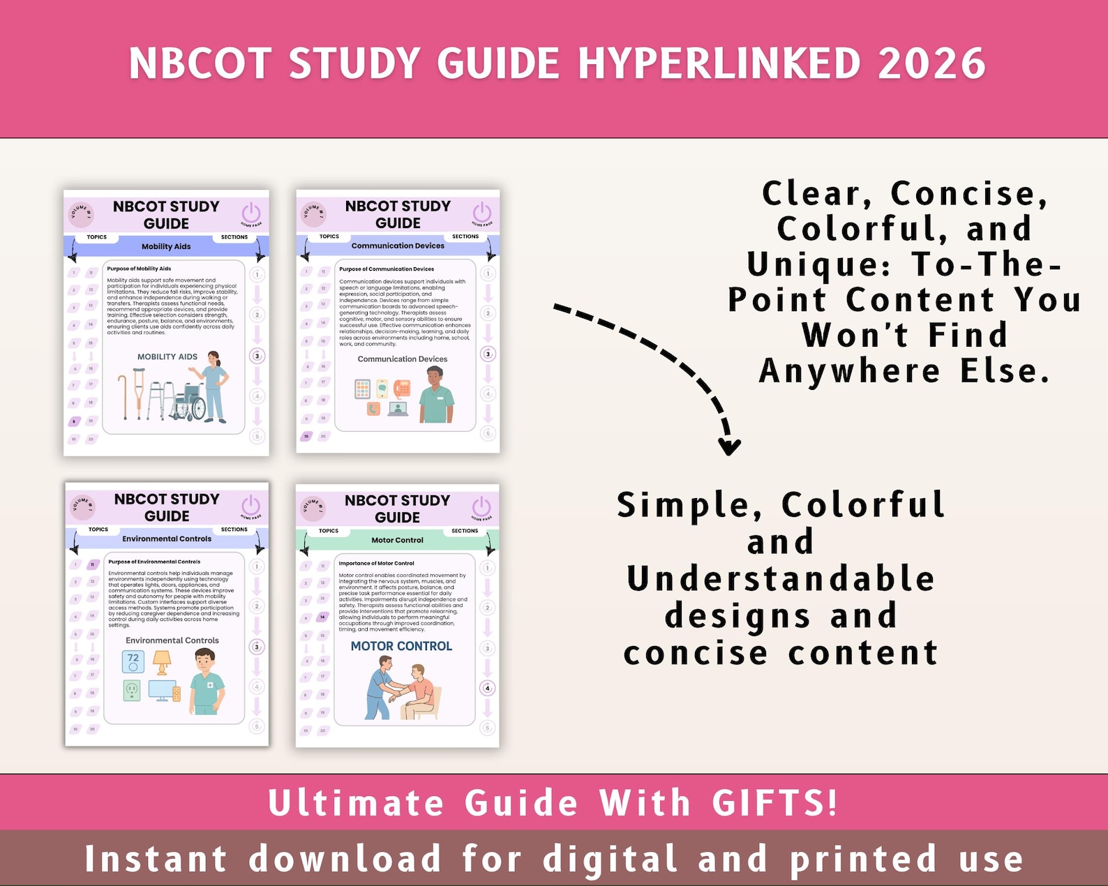 NBCOT Study Guide 2026 OT + COTA Exam Prep 250+ Page, Hyperlinked Quiz ...