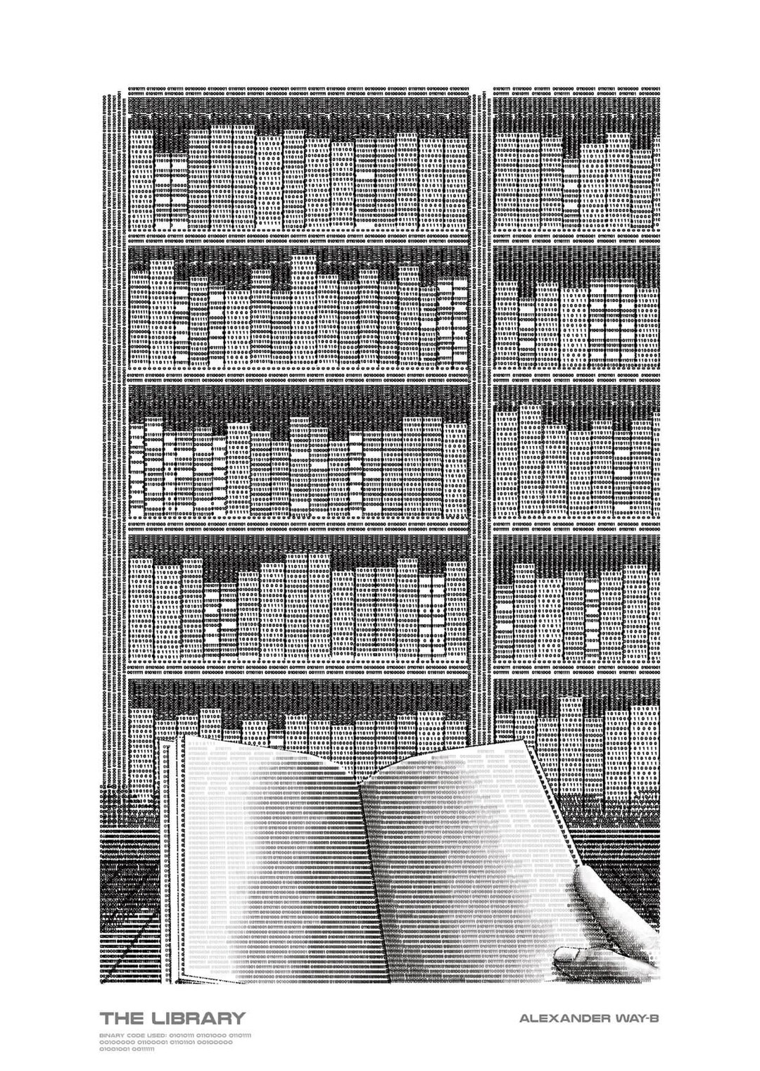 The Library - Poster - Completely Drawn With Binary Code - A3 (29.7 X ...