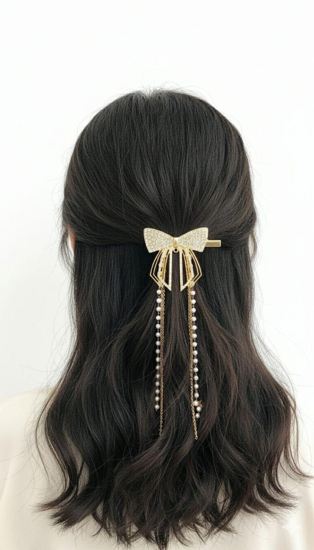 Gold Butterfly Hair Clip With AD Diamond & Pearl Dangles - Etsy