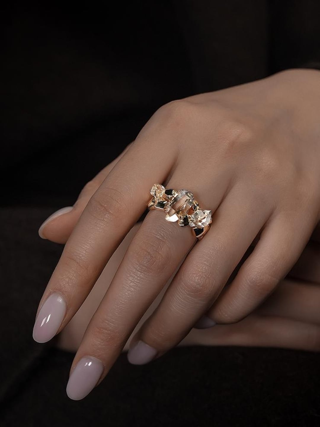 Raw Clear Quartz Ring Boho | One-of-a-kind Statement Crystal ...