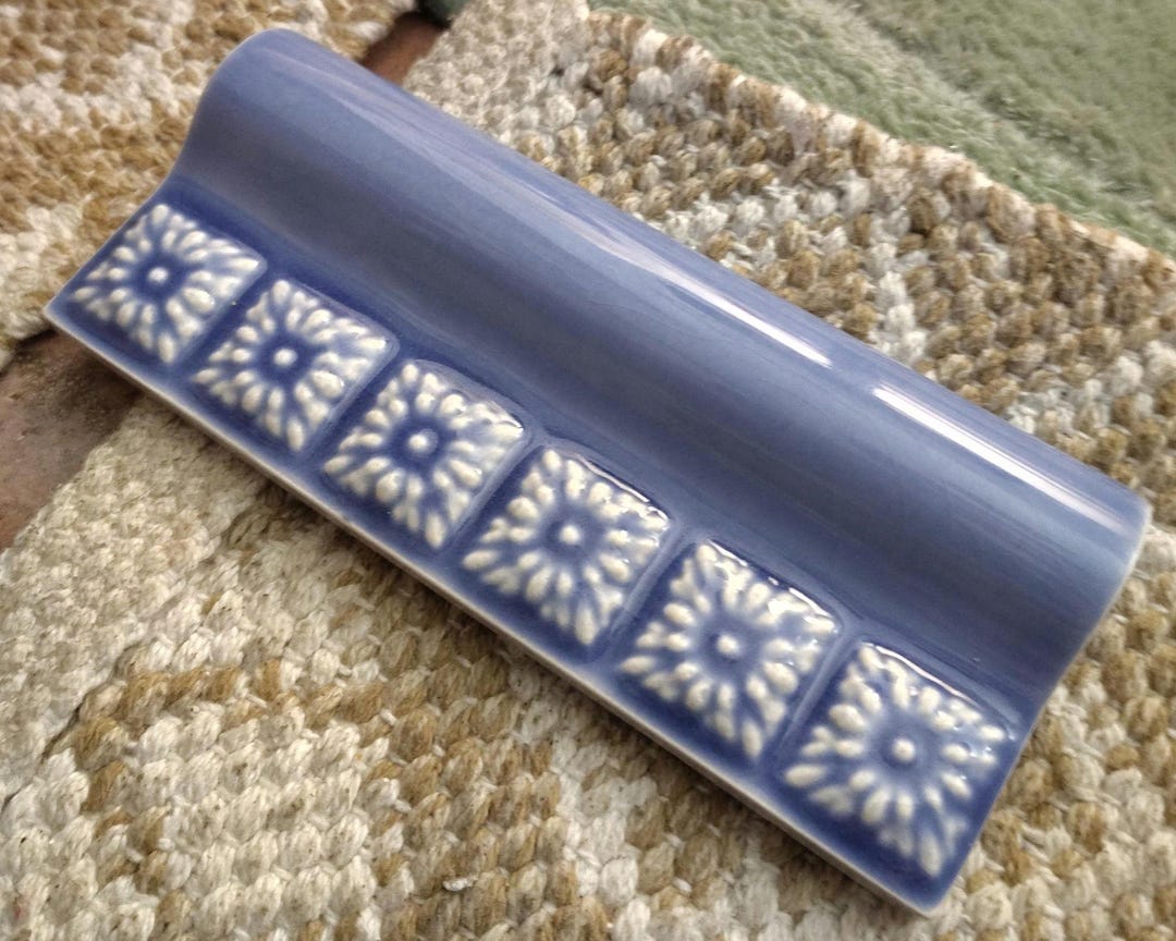 Celtic Crown Powder Blue Ceramic Crown Molding - 2.5x6 Handmade Relief ...