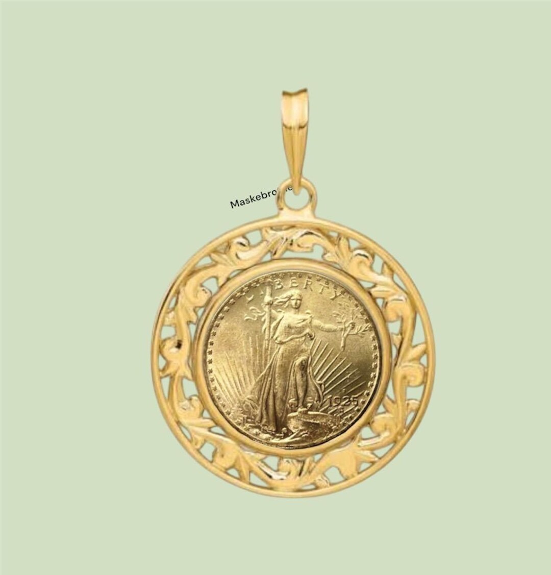 American Liberty Pendant Necklace 14k Yellow Gold Plated 925 Sterling ...