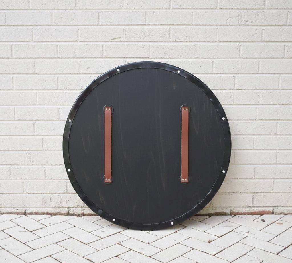 Round Medieval Knight Shield With Iron Cross – Wooden Crusader Shield ...
