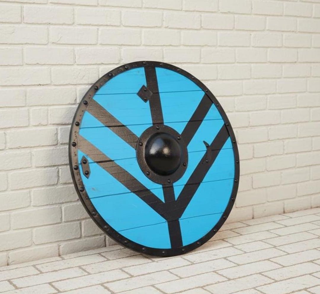 Hand-painted Blue Viking Shield – Norse Decor, LARP Cosplay (24 Inch ...