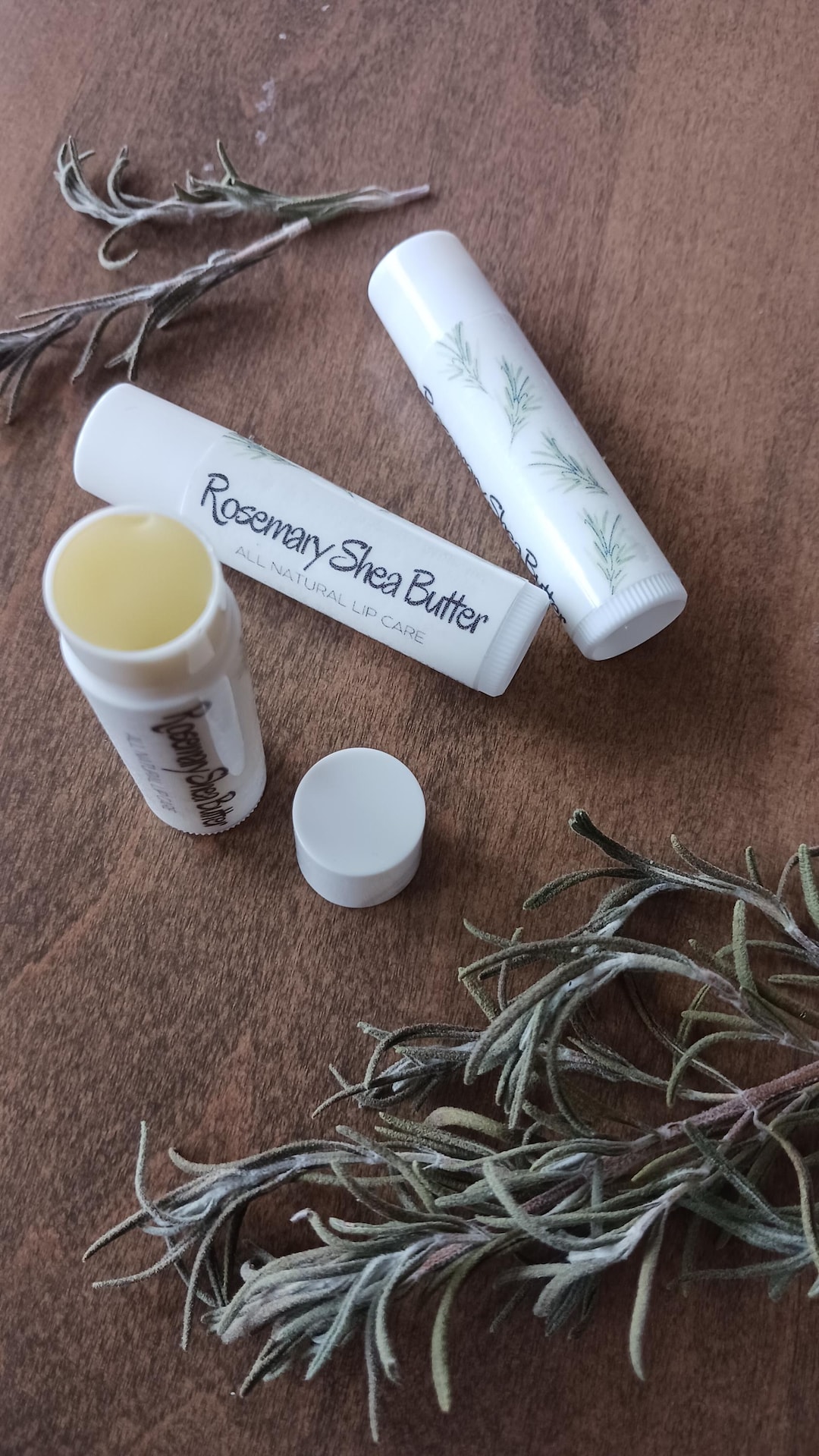 Natural Lip Balm Chapstick: Rosemary Shea Butter Formula, Unscented ...