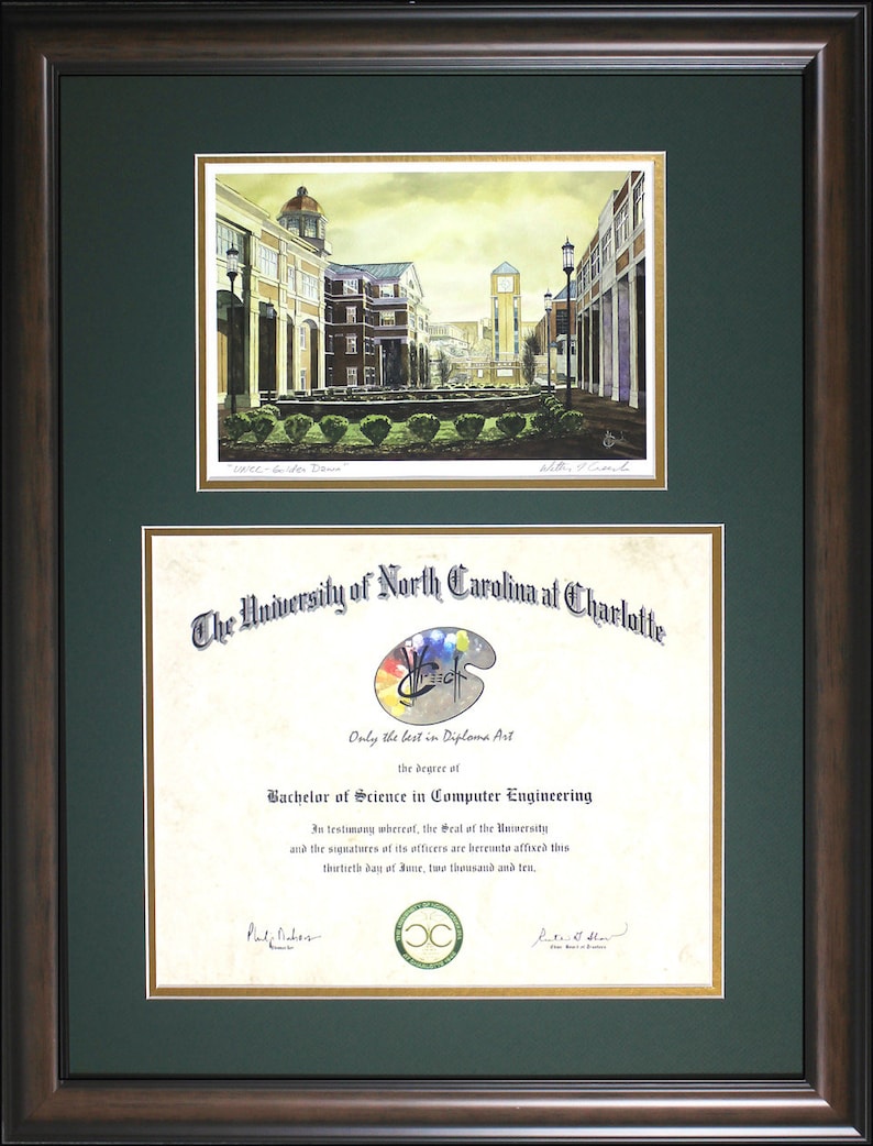 University of North Carolina at Charlotte Diploma Frame (UNCC Golden ...