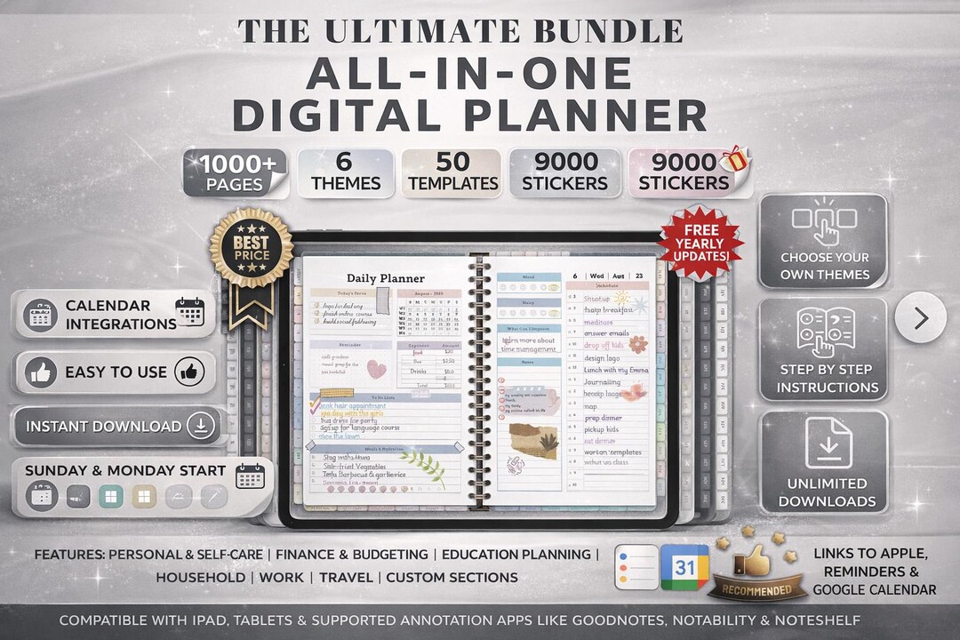 All-in-one Digital Planner 2026–2028 | 1000+ Pages iPad Planner | Daily ...