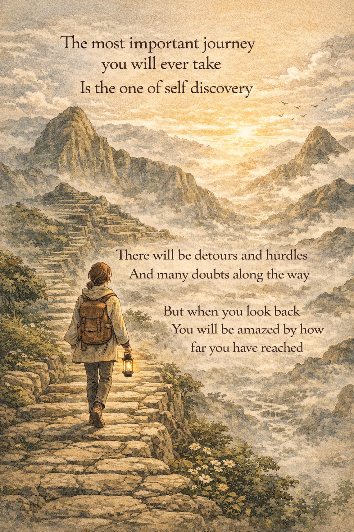 Self-discovery Poem Wall Art | Inspirational Mountain Path Artwork ...