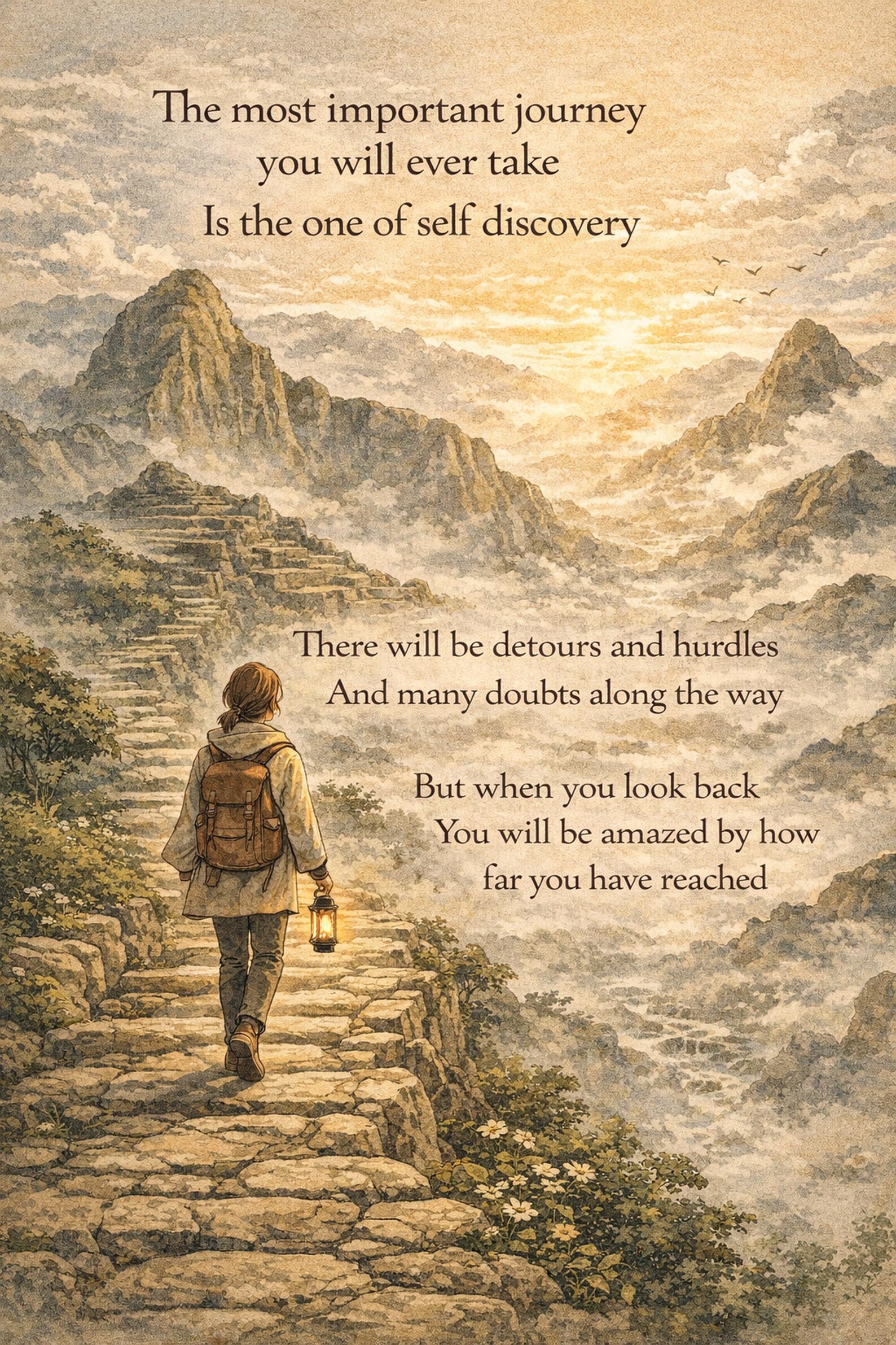 Self-discovery Poem Wall Art | Inspirational Mountain Path Artwork ...