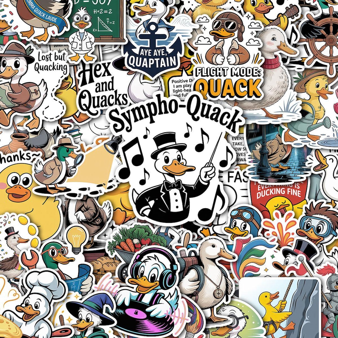 60pcs Funny Duck Sticker Pack Live Fast Steal Bread, Quirky Meme Ducks ...