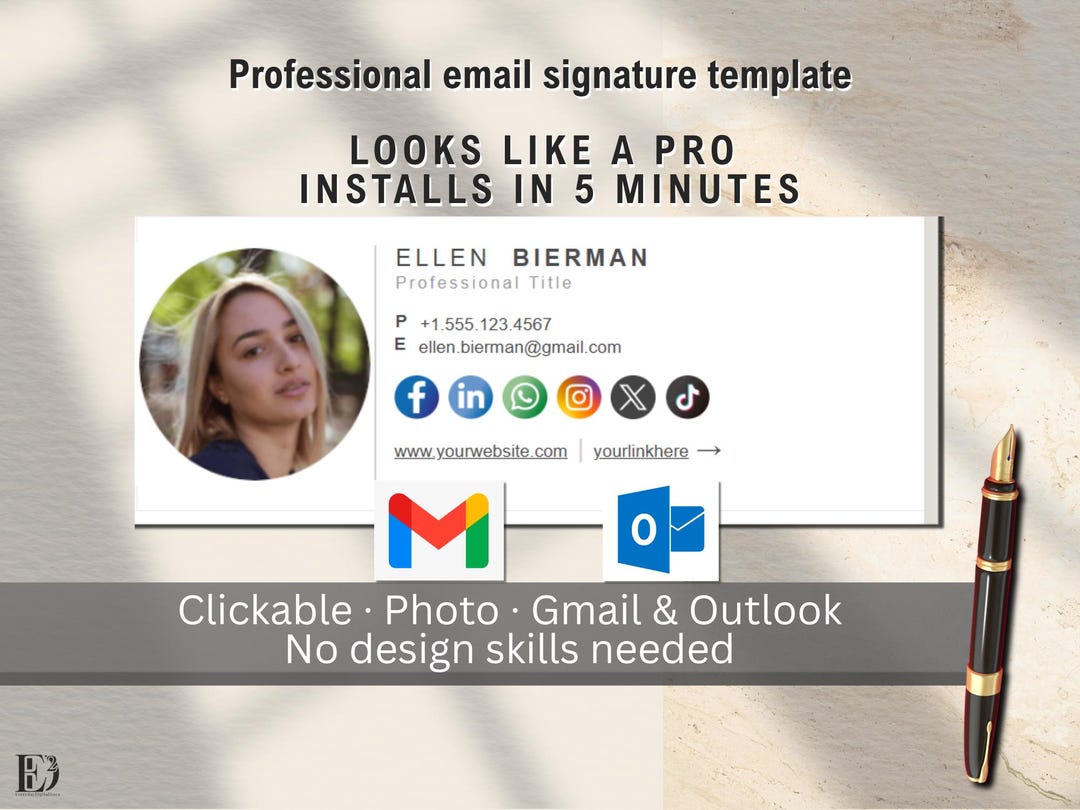 Gmail & Outlook Email Signature Template | Clickable Links and Photo ...