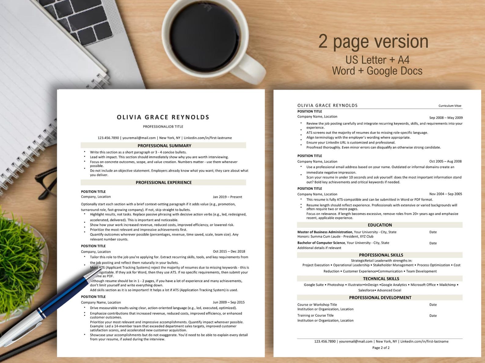 Minimal Resume Template | Word and Google Docs | ATS Friendly Resume ...