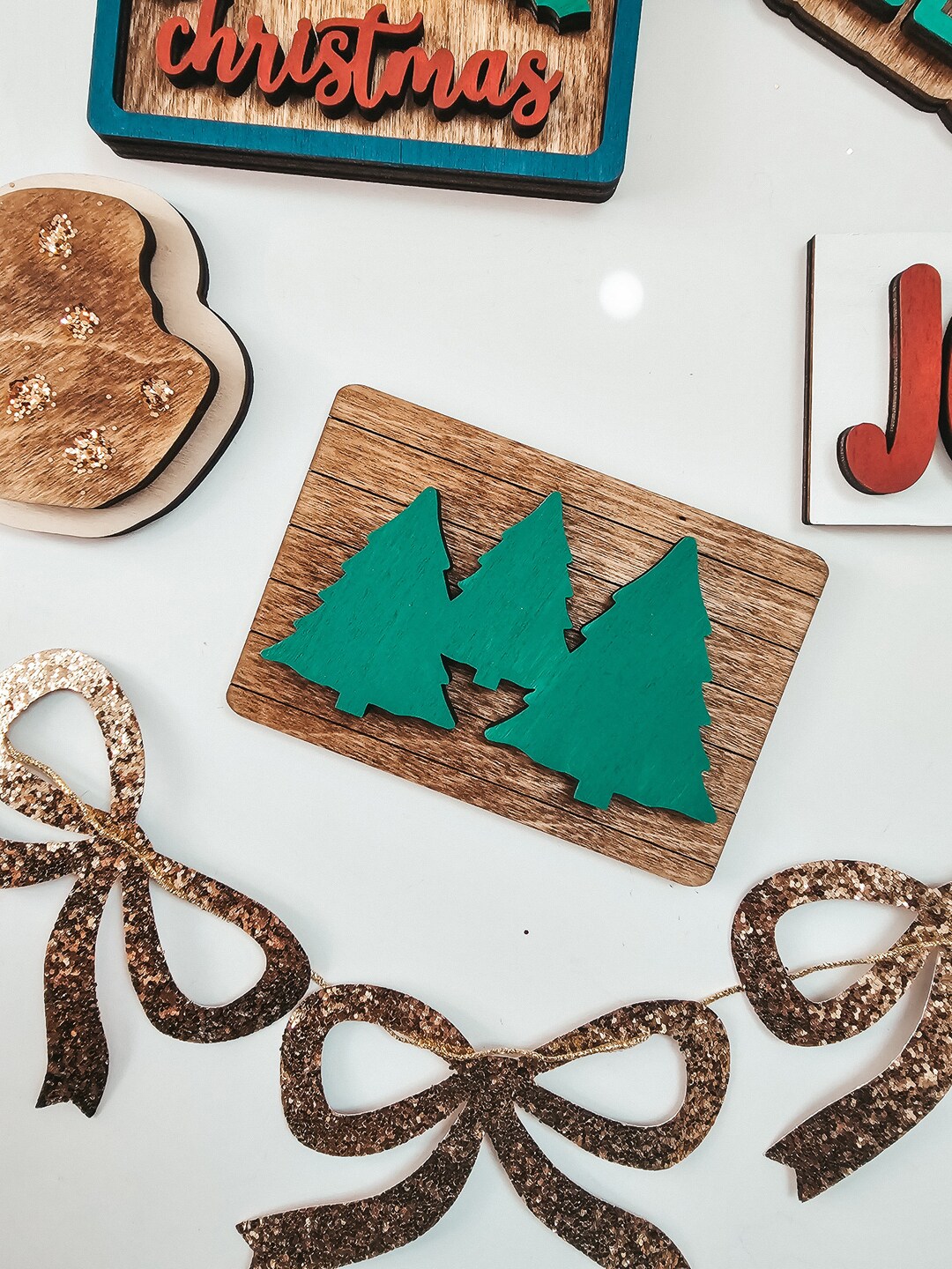 Green Tree Tier Tray Decor, Tier Tray Decoration for Christmas Tree ...