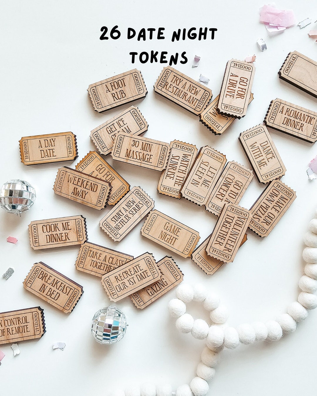 Date Night Tokens, Date Night Ideas, Valentine Gift for Couple, Date ...