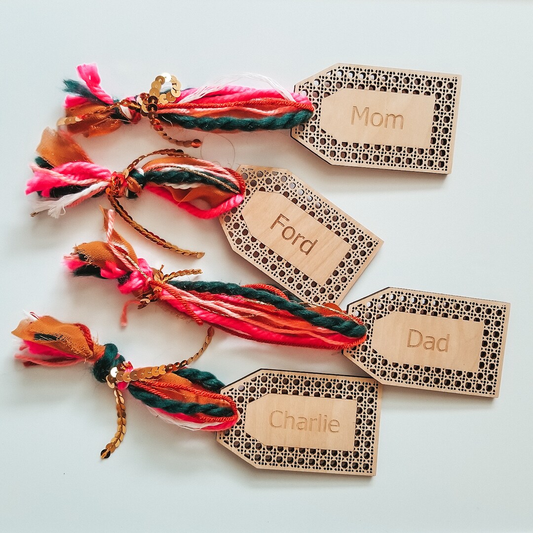 Personalized Cane Tag SET OF ONE With Jewel Toned Ribbon, Personalized ...