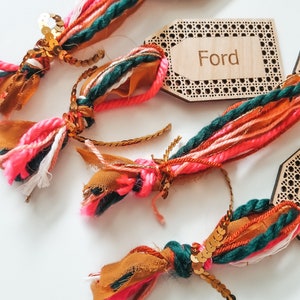 Personalized Cane Tag SET OF ONE With Jewel Toned Ribbon, Personalized ...