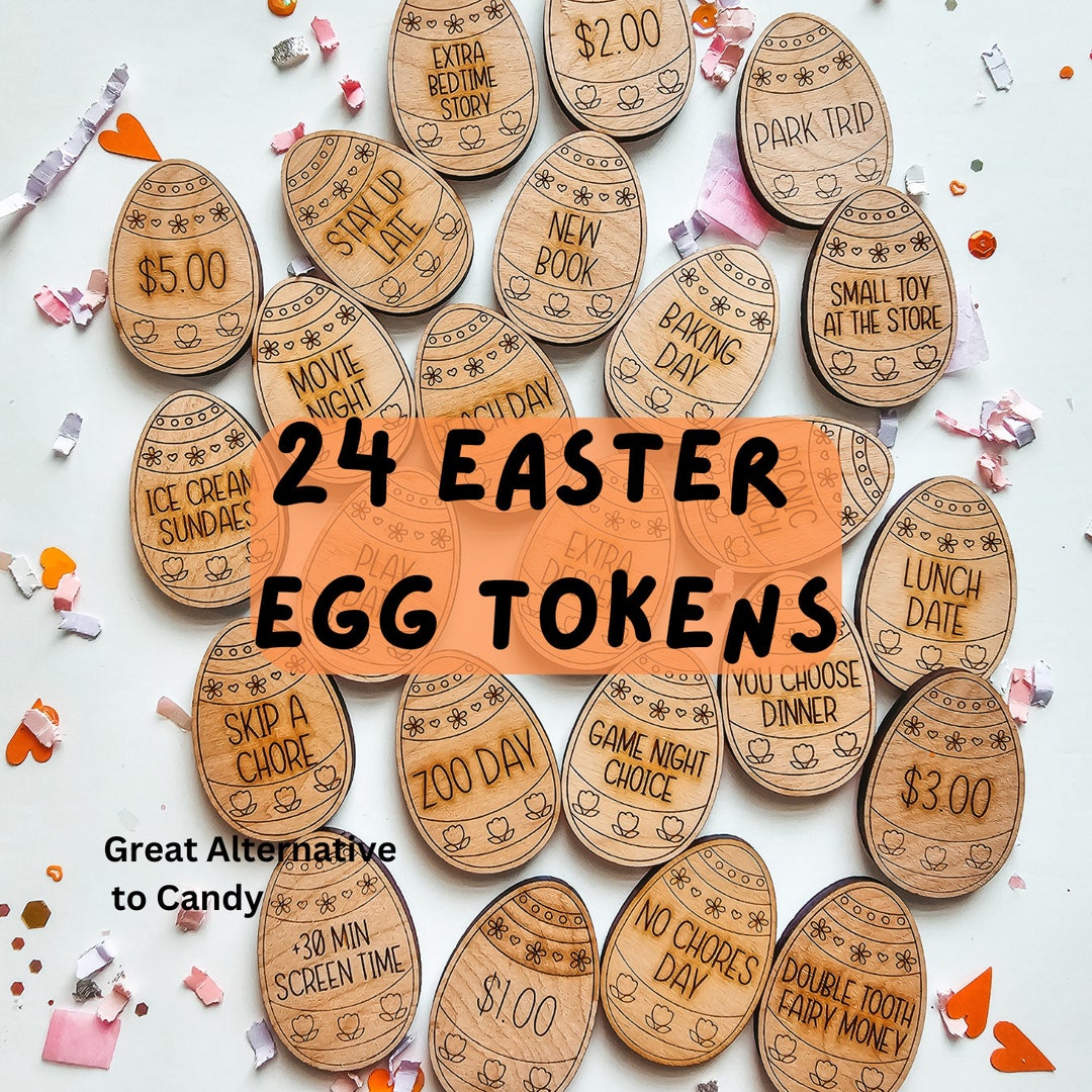 Easter Egg Tokens, 24 Easter Activities, Easter Egg Hunt Prize, Easter ...