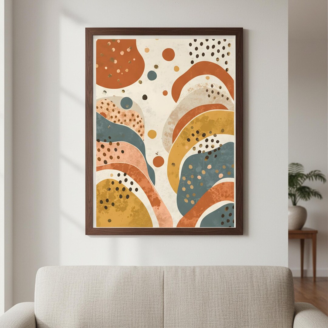 Abstract Shapes Art-boho Earth Tone Poster-mid Century Modern Wall ...