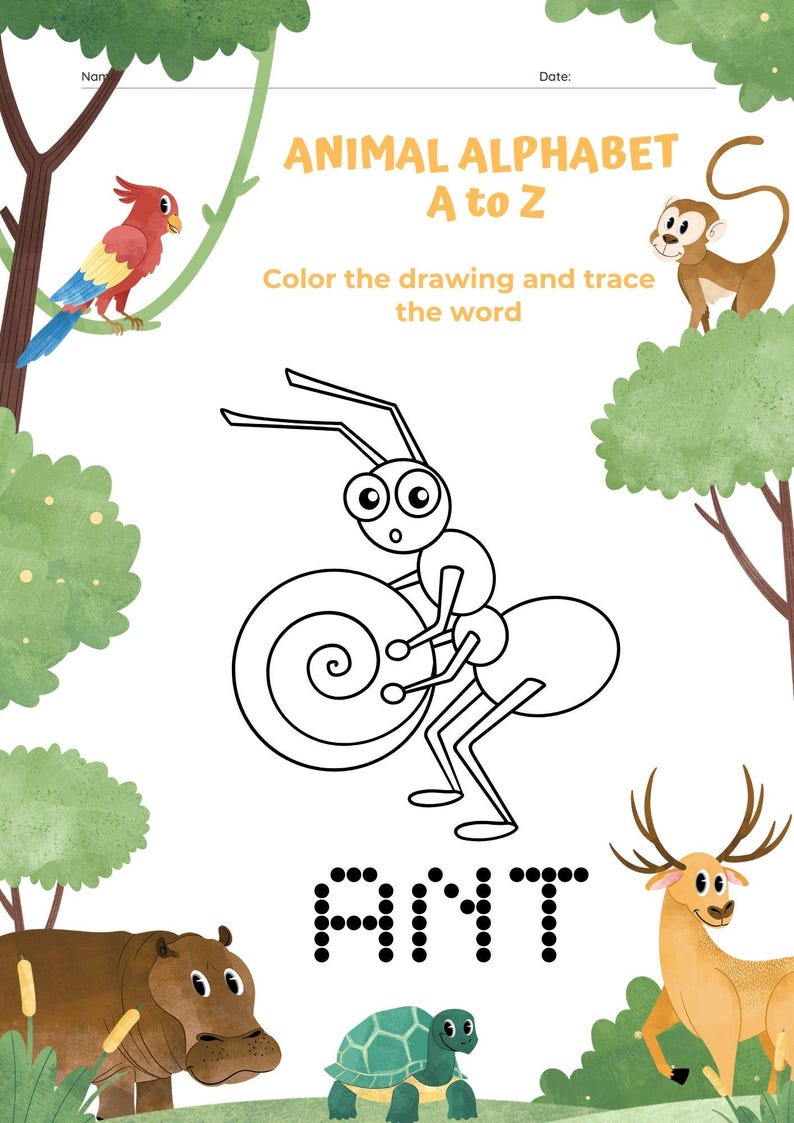 2 IN 1 Coloring Worksheet Set Alphabet Fun With Animals A to Z 55 Pages ...