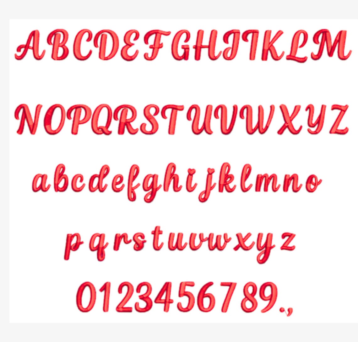 3D Puff Embroidery Font | Valeria Script Alphabet | Puffy Embroidery ...
