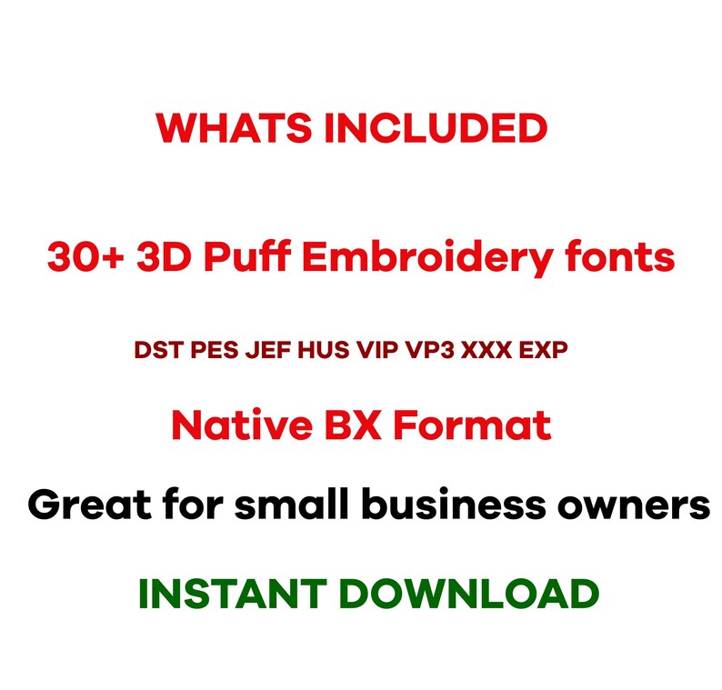 3D Puff Embroidery Font, Full Alphabet, 6 Sizes (instant Download, PES ...